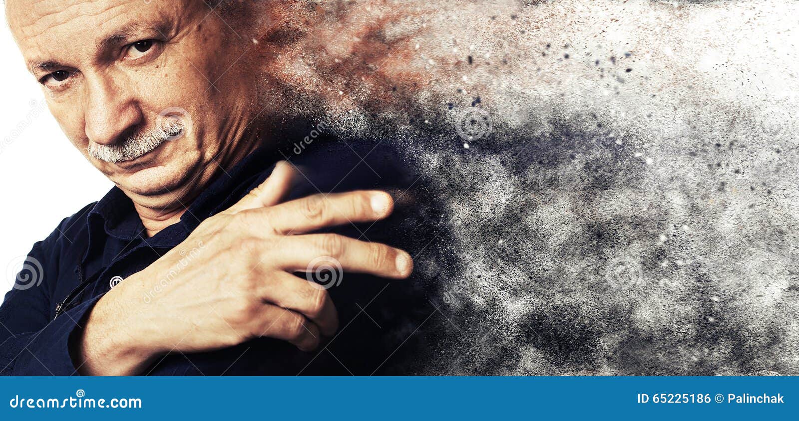 Dust Explosion. Successful Elderly Man Stock Photo - Image of grey ...