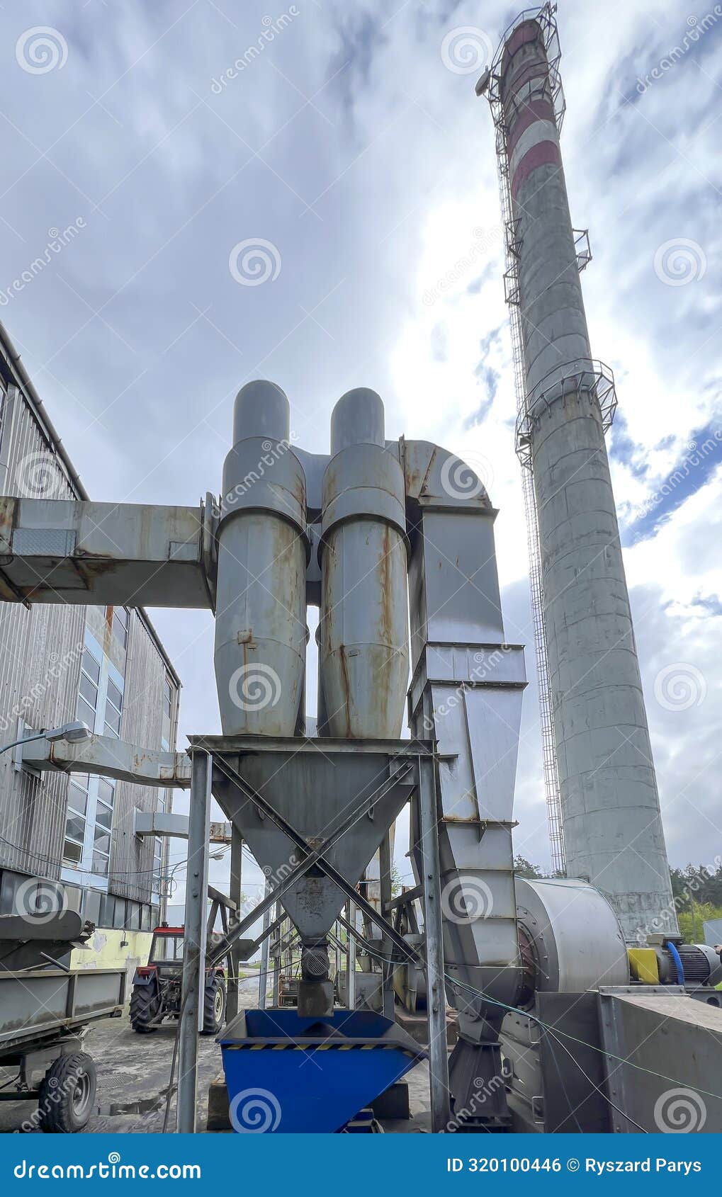 Dust Extraction Installation and Concrete Chimney Behind an Old Coal ...