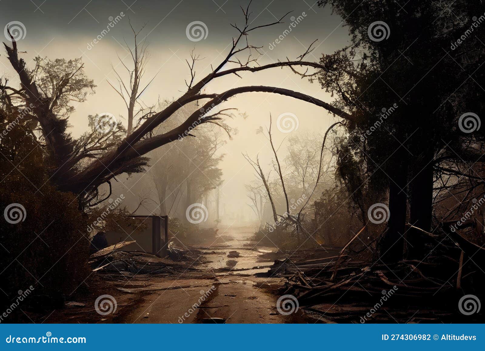 Dust from Fallen Trees and Branches after Devastating Aftermath ...