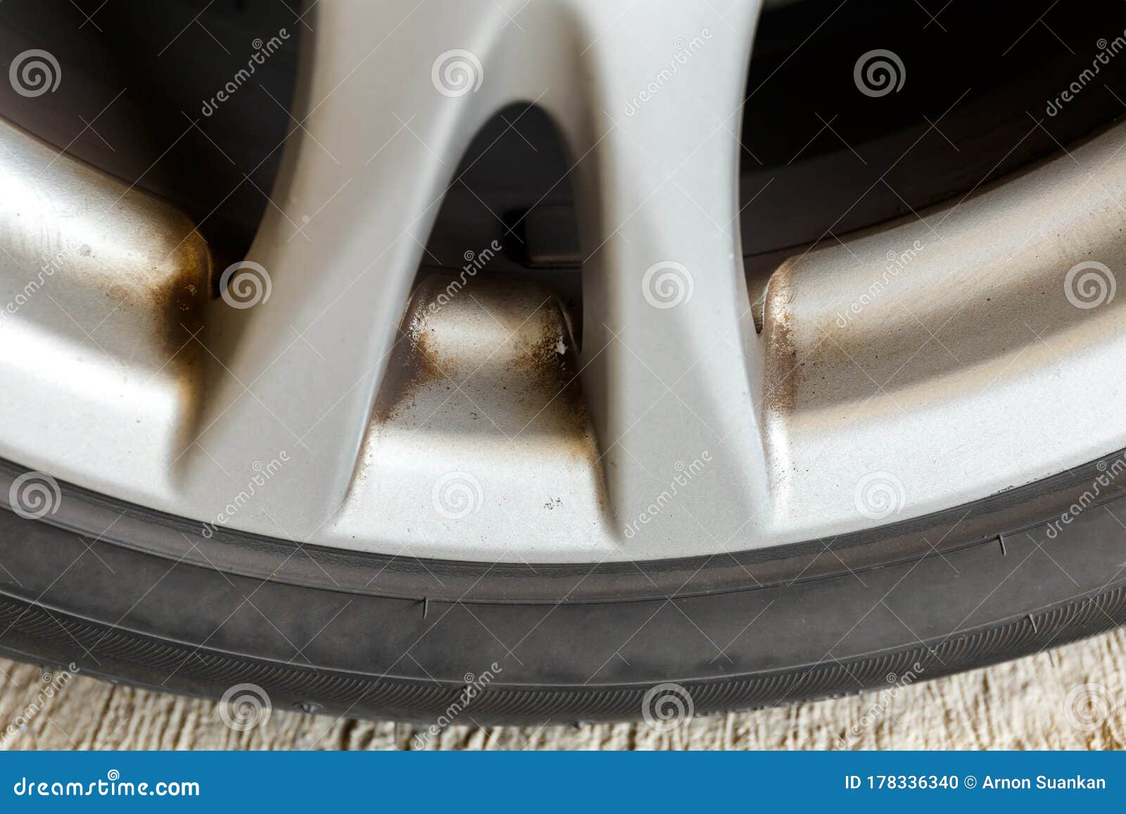 Dust hard stains on Wheel stock photo. Image of care - 178336340