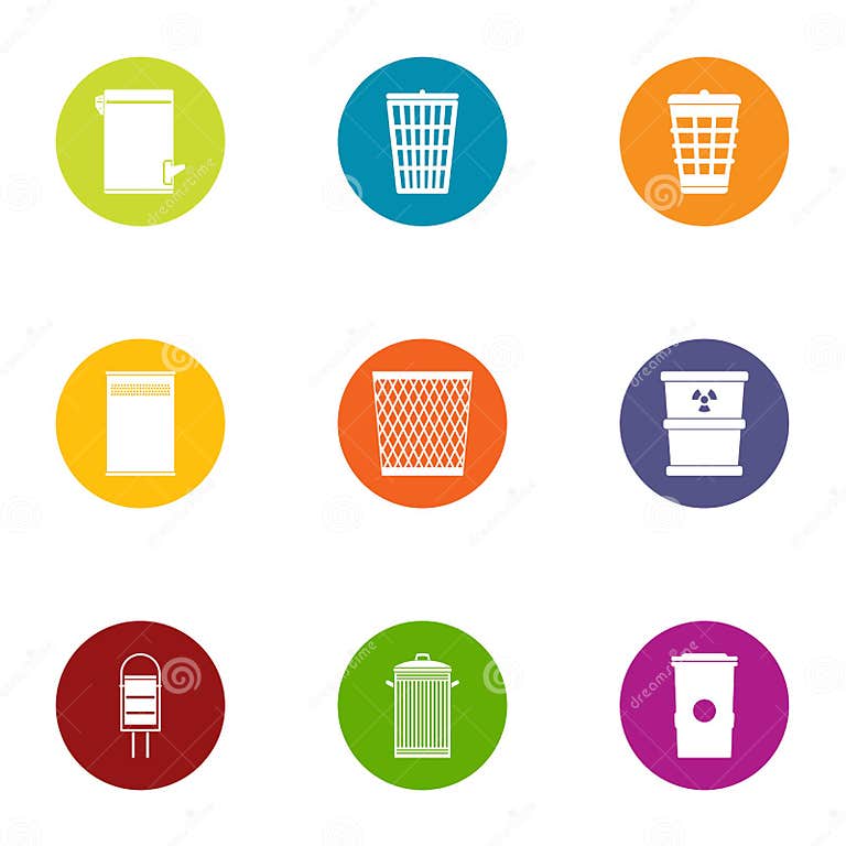 Dust icons set, flat style stock vector. Illustration of drink - 127470182