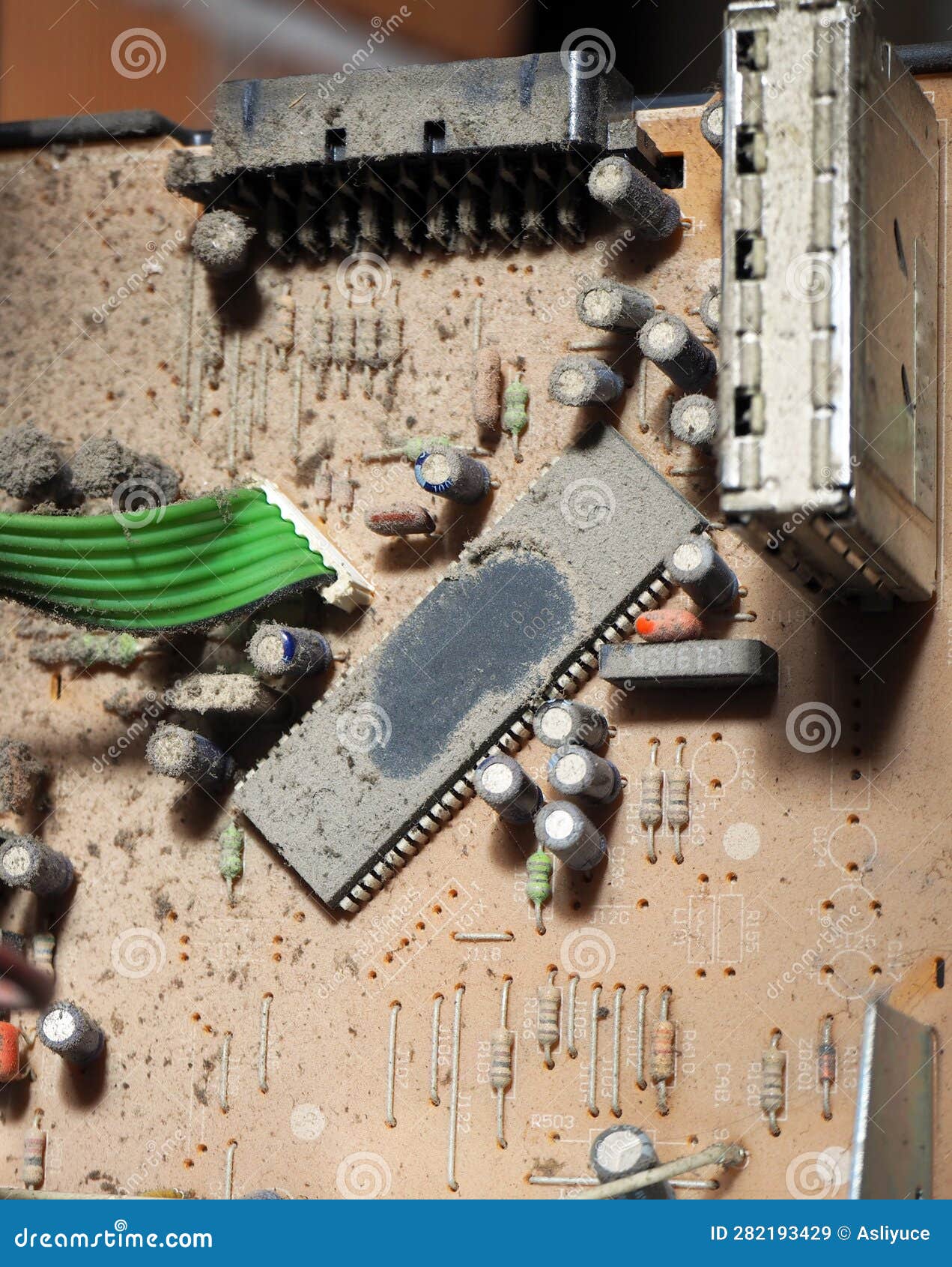 Dust Layer in an Electronic Circuit Board Stock Image - Image of board ...