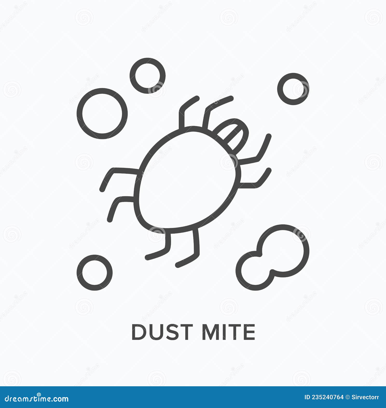 Dust Mite Flat Line Icon. Vector Outline Illustration of Bug Stock ...