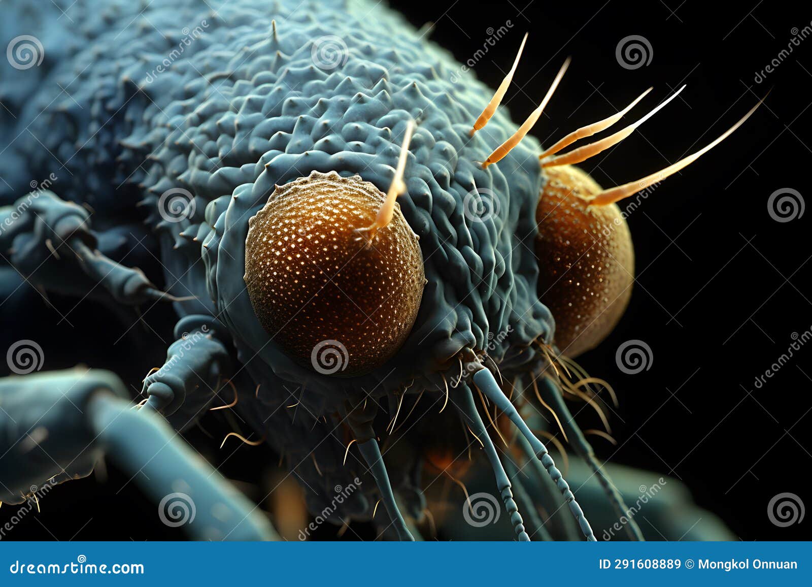 Microscope Mite Concept Banner, Cartoon Style Vector Illustration ...