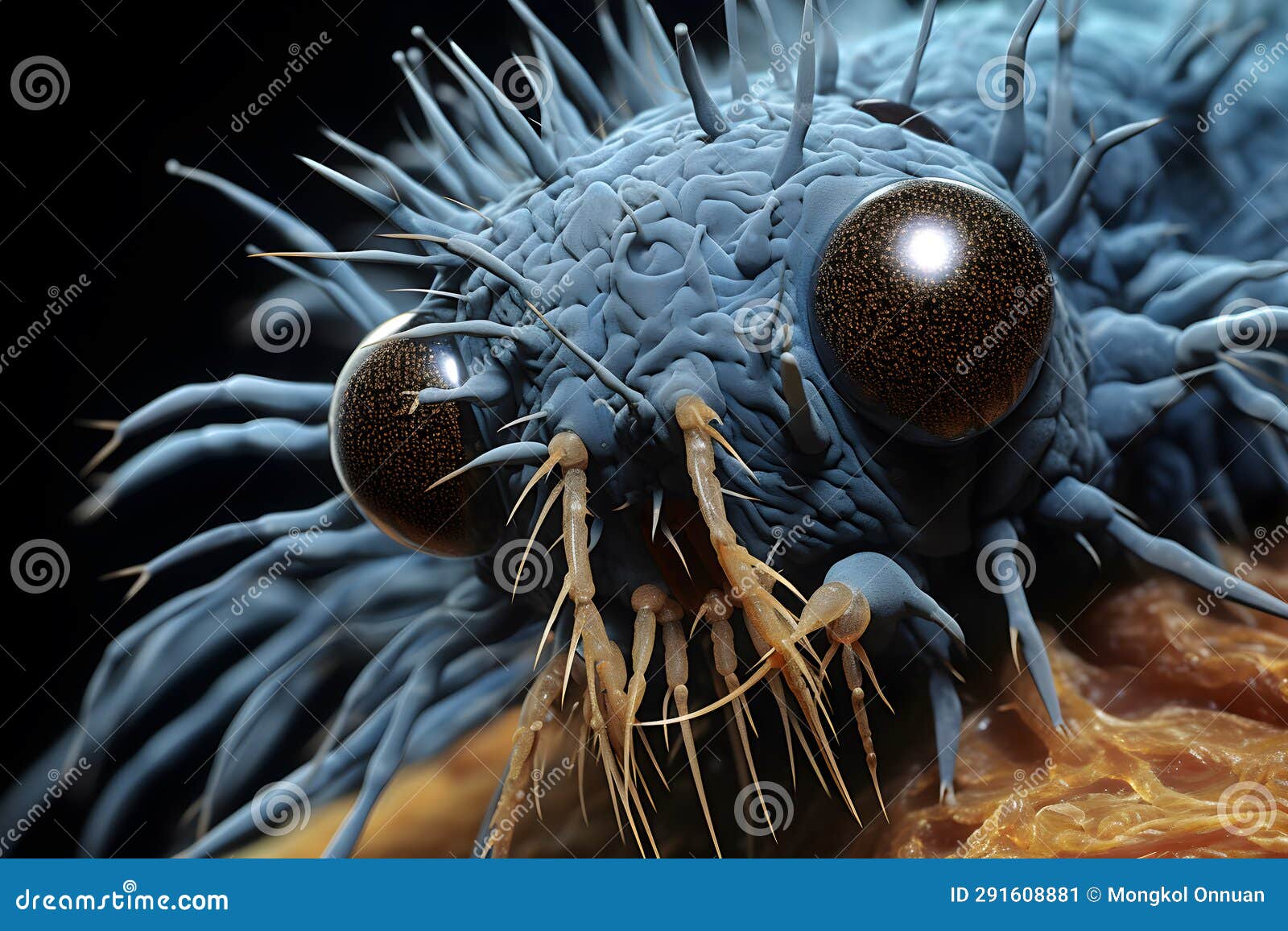 Dust Mite Magnified through an Electron Microscope, Isolated on Black ...