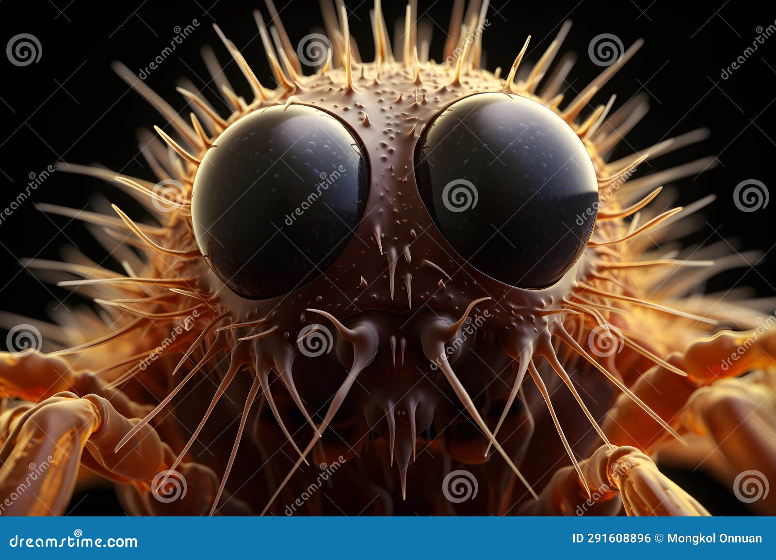 Dust Mite Magnified through an Electron Microscope, Isolated on Black ...