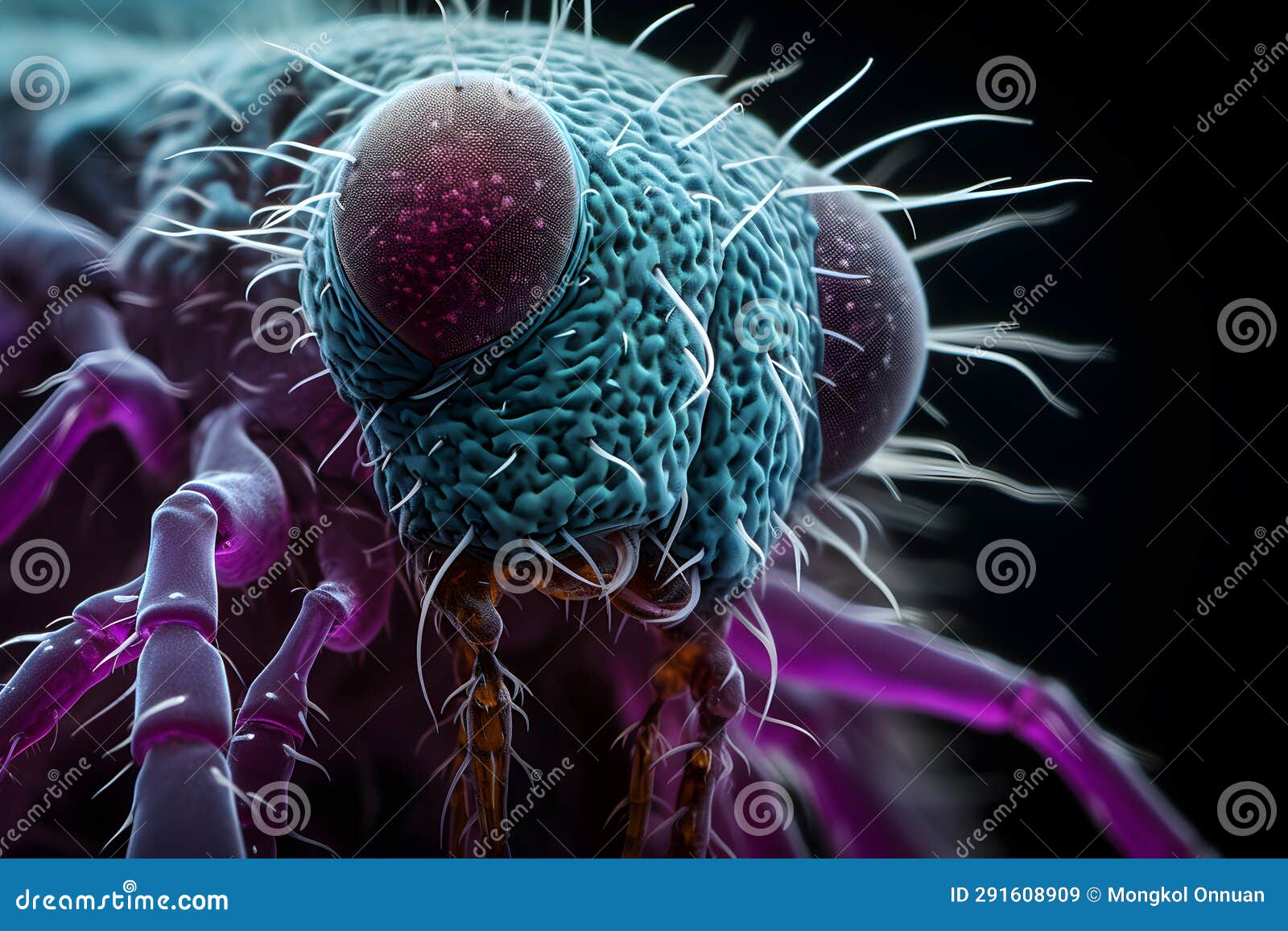 Microscope Mite Concept Banner, Cartoon Style Vector Illustration ...
