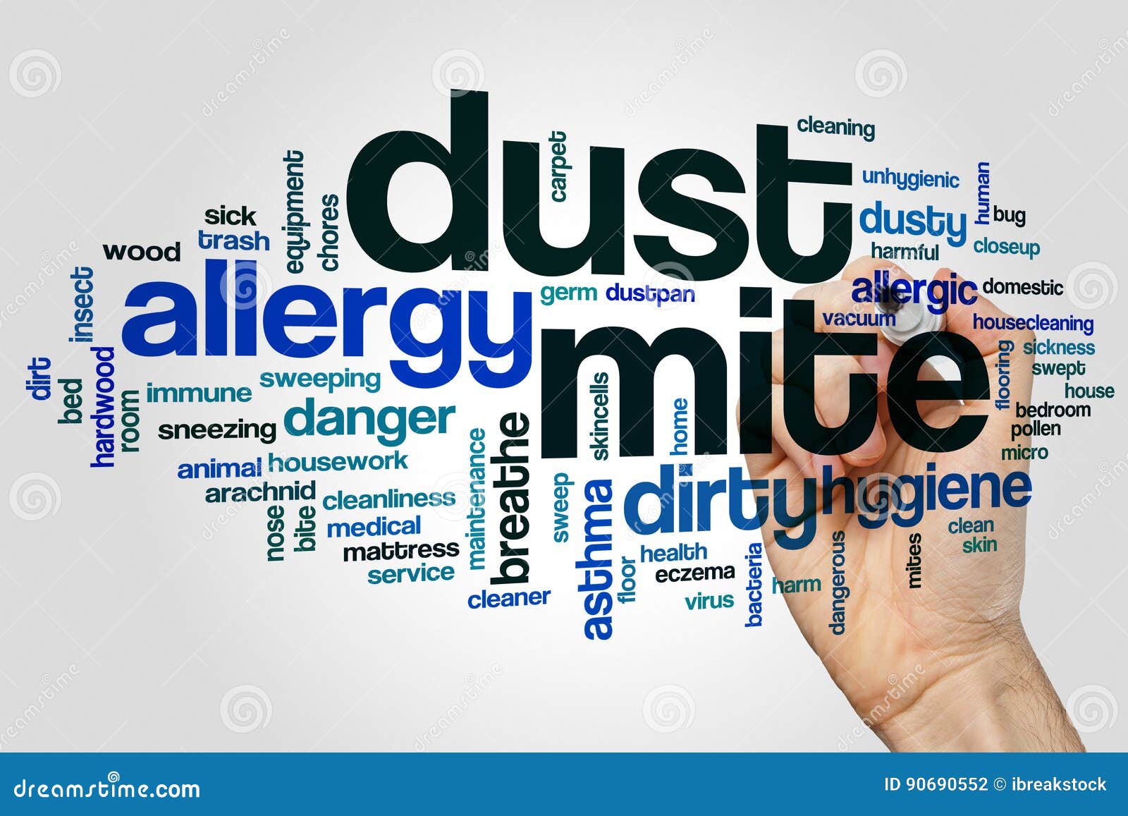Dust Mite Word Cloud Concept on Grey Background Stock Photo - Image of ...