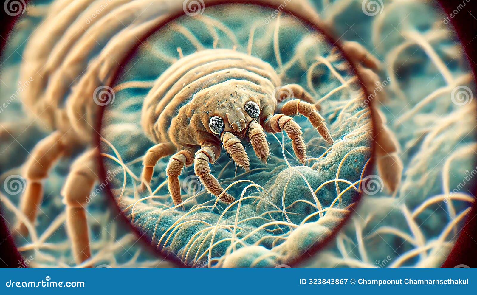 Dust Mites on a Fabric Surface, Seen through a Microscope Stock ...
