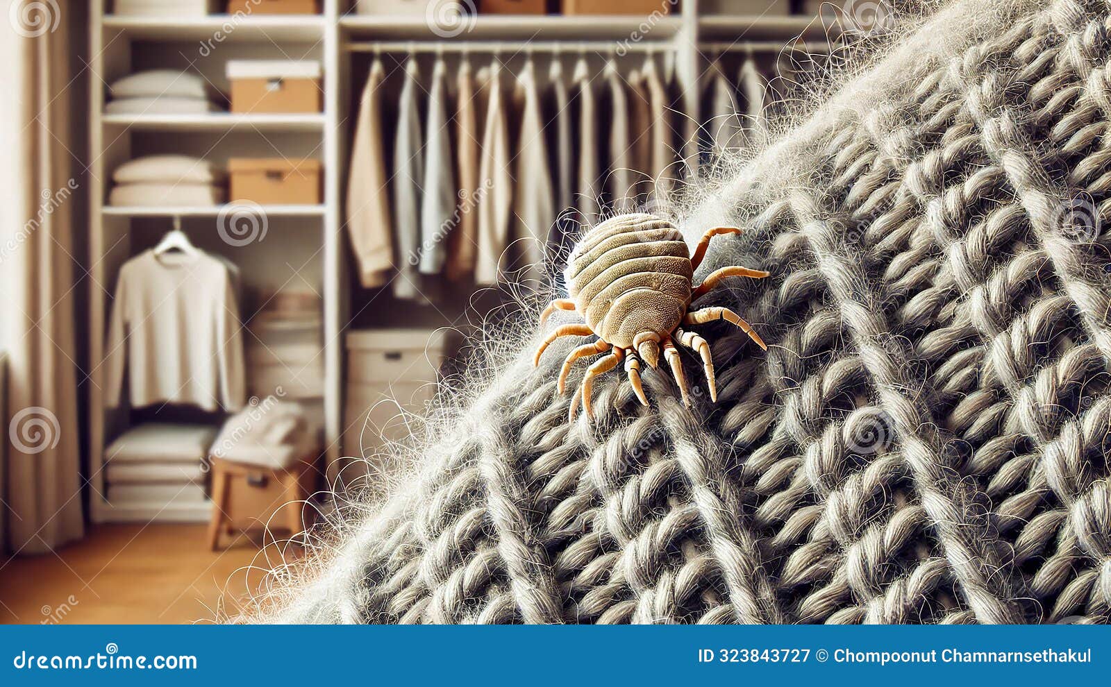 Dust Mites on a Wool Sweater, with the Background Showing a Wardrobe ...