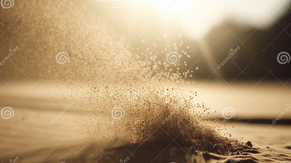 Dust Particles Sprayed by the Wind. Sand on the Ground or Dust on the ...