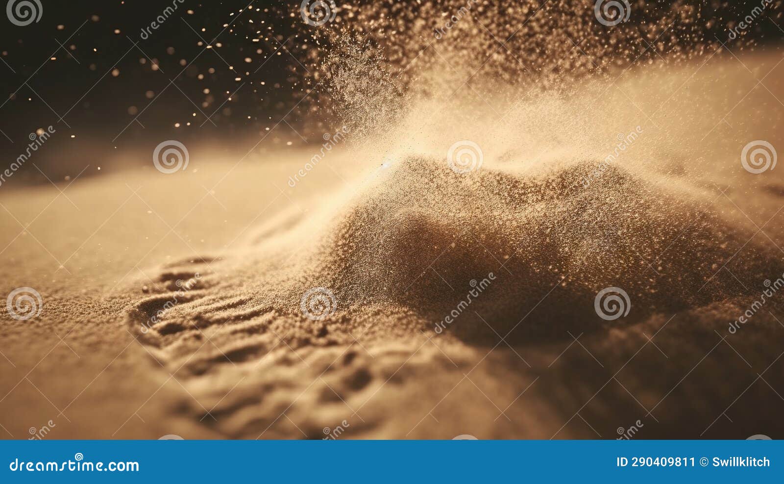 Dust Particles Sprayed by the Wind. Sand on the Ground or Dust on the ...