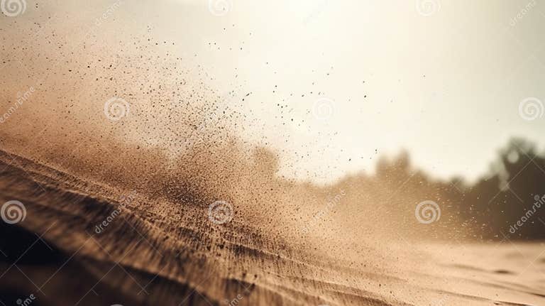 Dust Particles Sprayed by the Wind. Sand on the Ground or Dust on the ...