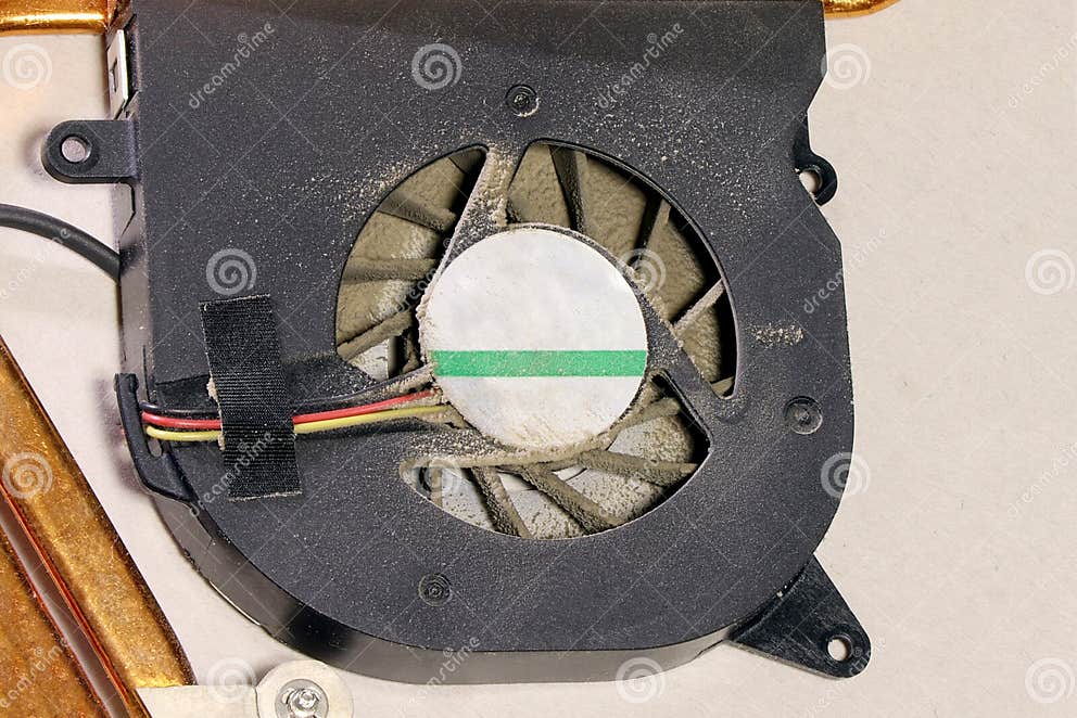 Dust on Pc Processor Cooler. Computer Cleaning.Old Computer System Unit ...