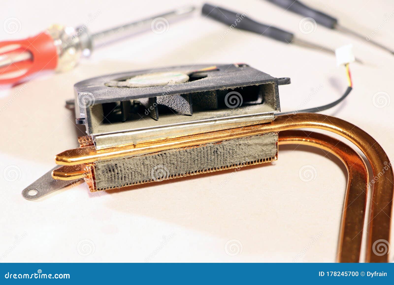 Dust on Pc Processor Cooler. Computer Cleaning.Old Computer System Unit ...