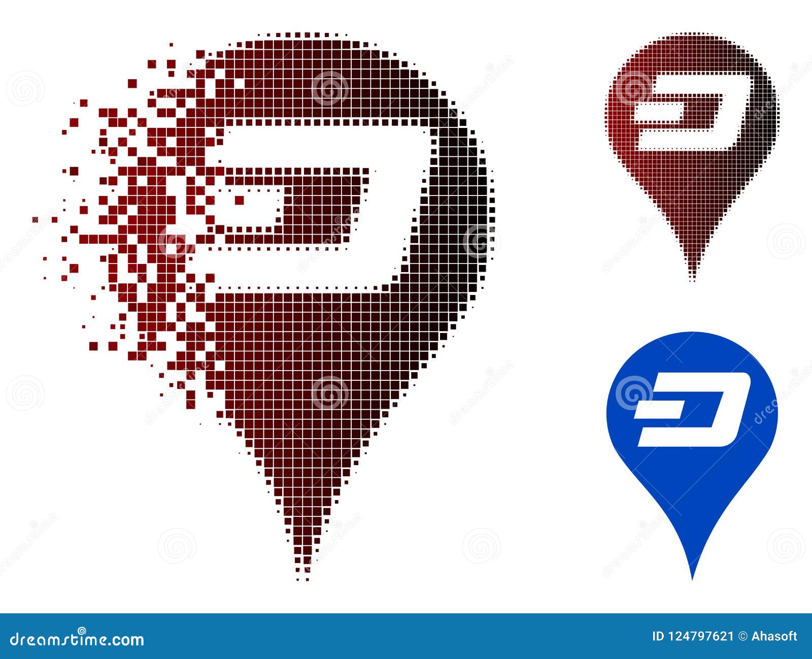 Dust Pixel Halftone Dashcoin Map Pointer Icon Stock Vector ... Dust Pixel Halftone Dashcoin Map Pointer Icon Stock Vector ...