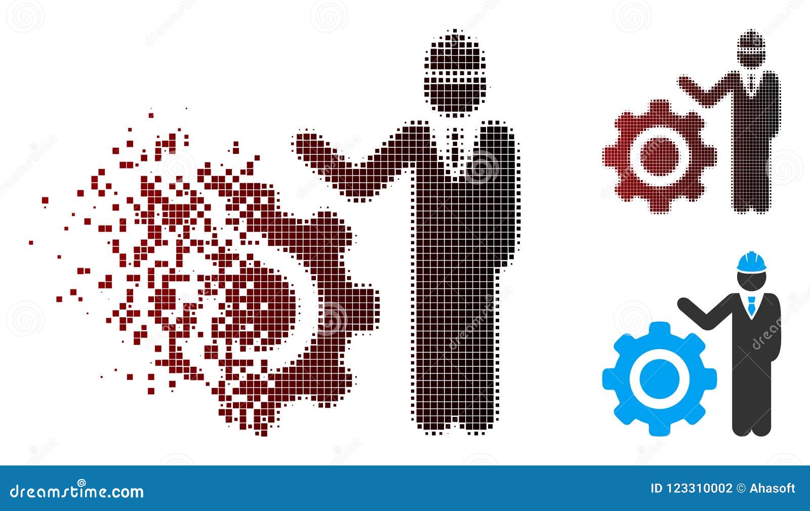 Dust Pixel Halftone Engineer with Gear Icon Stock Vector - Illustration ... Dust Pixel Halftone Engineer with Gear Icon Stock Vector - Illustration ...