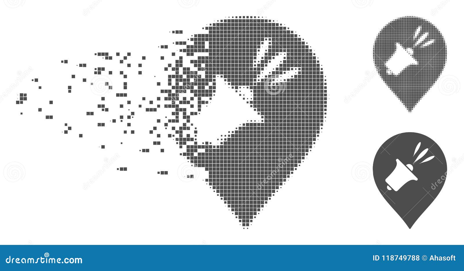 Dust Pixel Halftone Megaphone Map Marker Icon Stock Vector ... Dust Pixel Halftone Megaphone Map Marker Icon Stock Vector ...