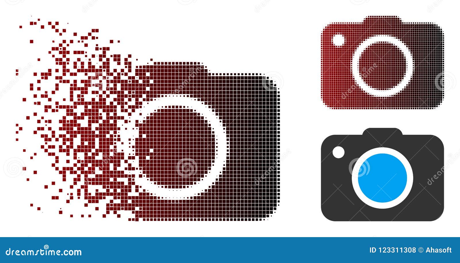 Dust Pixel Halftone Photo Camera Icon Stock Vector - Illustration of ...