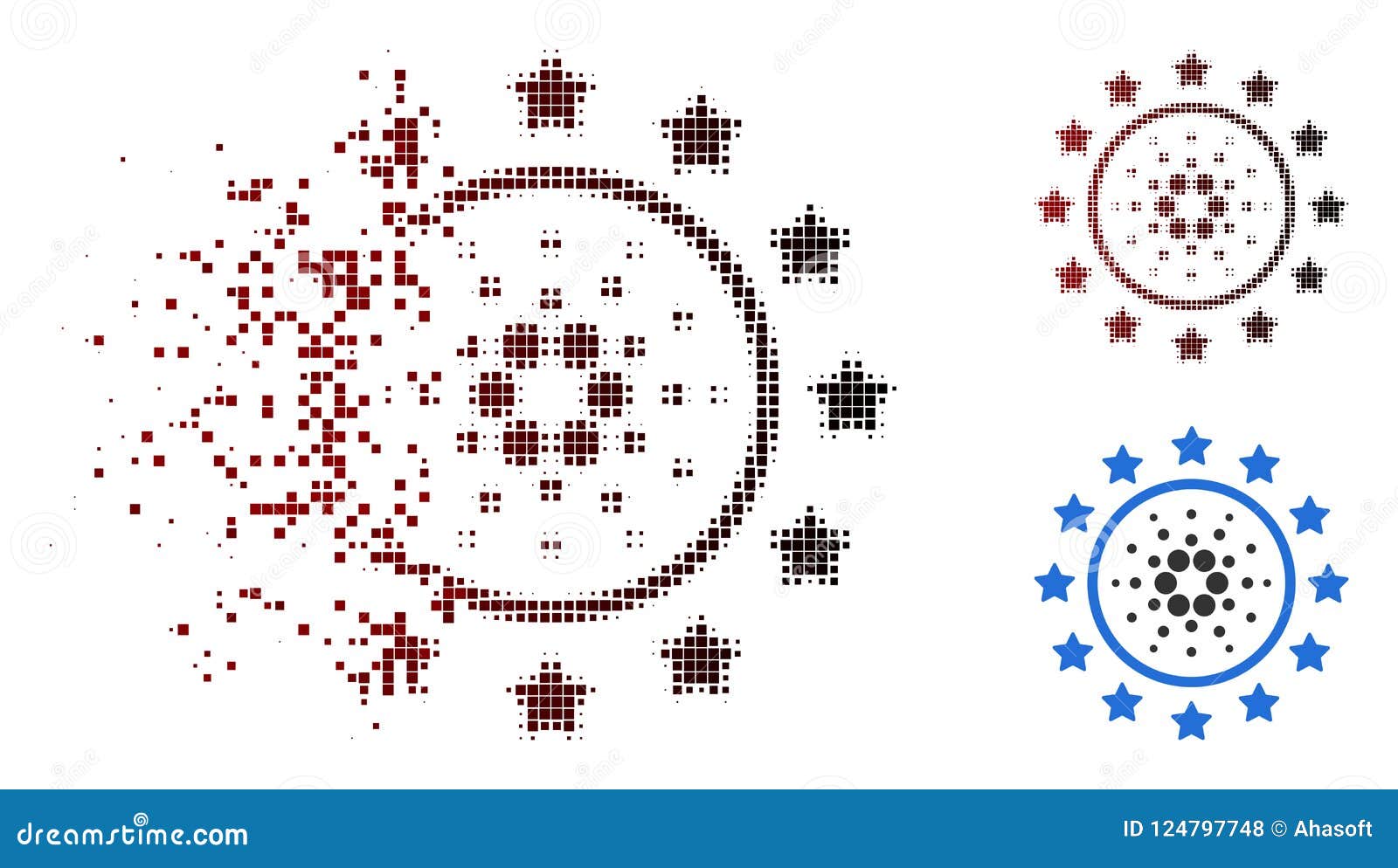 Dust Pixel Halftone Starred Cardano Icon Stock Vector - Illustration of ... Dust Pixel Halftone Starred Cardano Icon Stock Vector - Illustration of ...