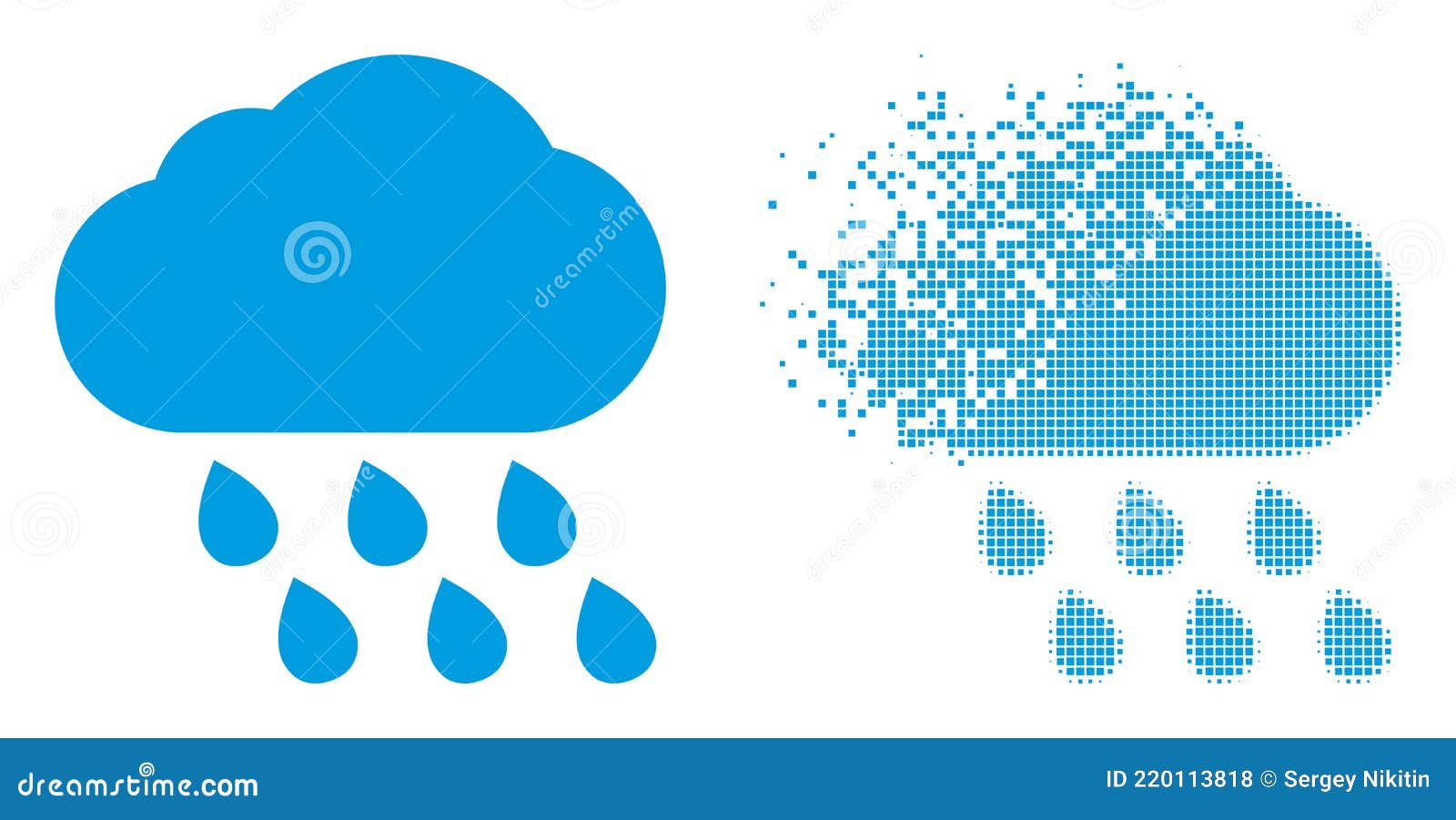 Dust Pixel and Original Rain Cloud Icon Stock Vector - Illustration of ...