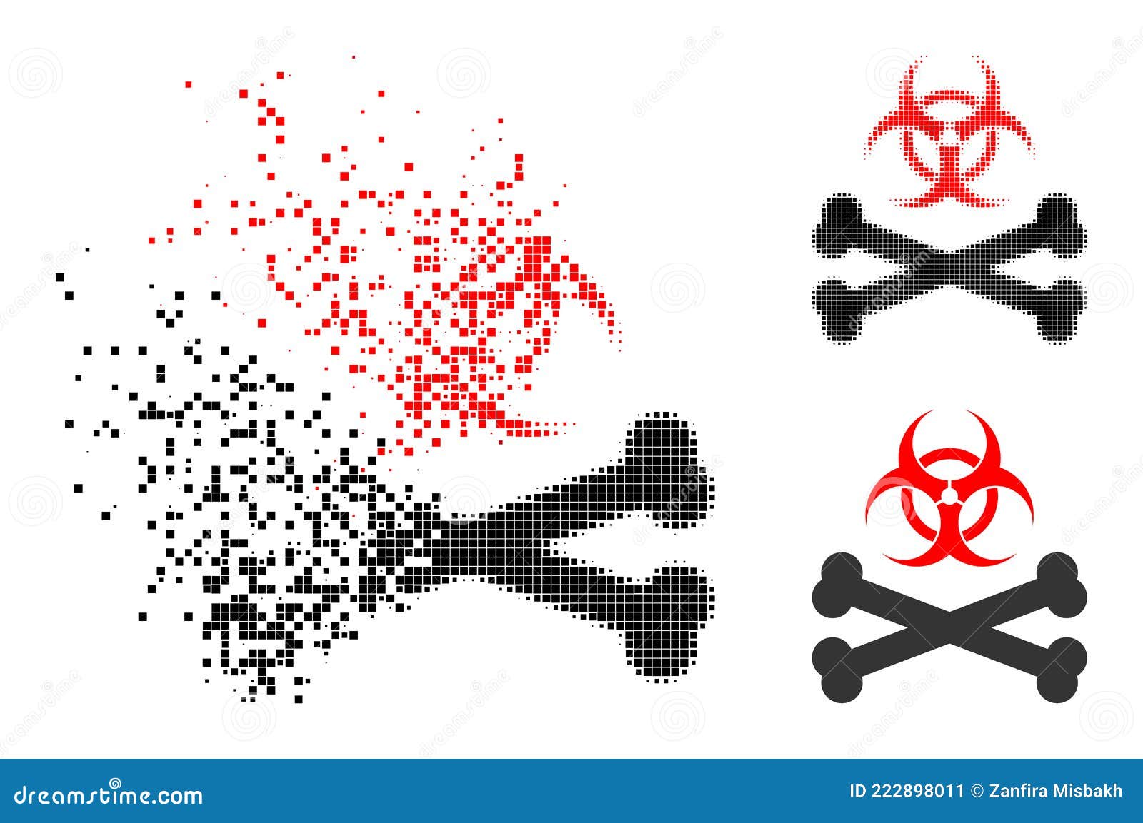 Fractured Dot Biohazard Bones Icon with Halftone Version Stock Vector ...