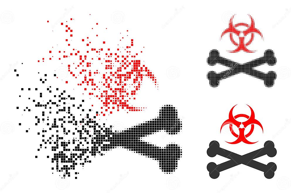 Fractured Dot Biohazard Bones Icon with Halftone Version Stock Vector ...
