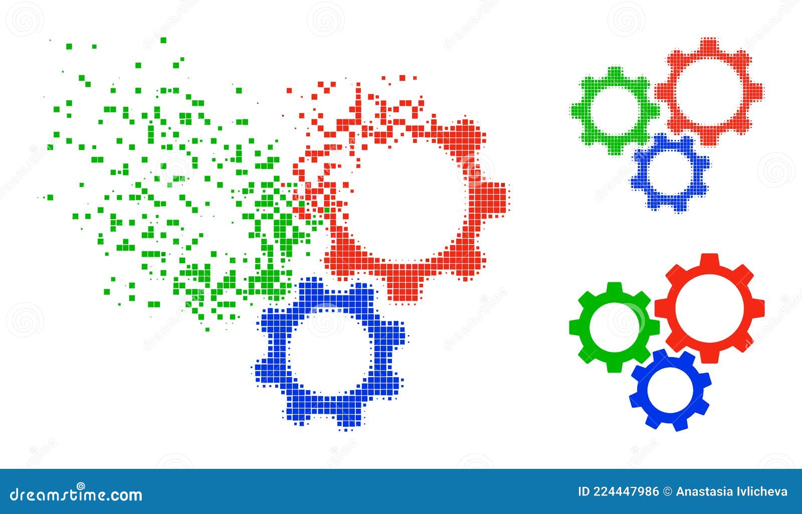 Dispersed and Halftone Pixelated Gear Box Glyph Stock Vector ...