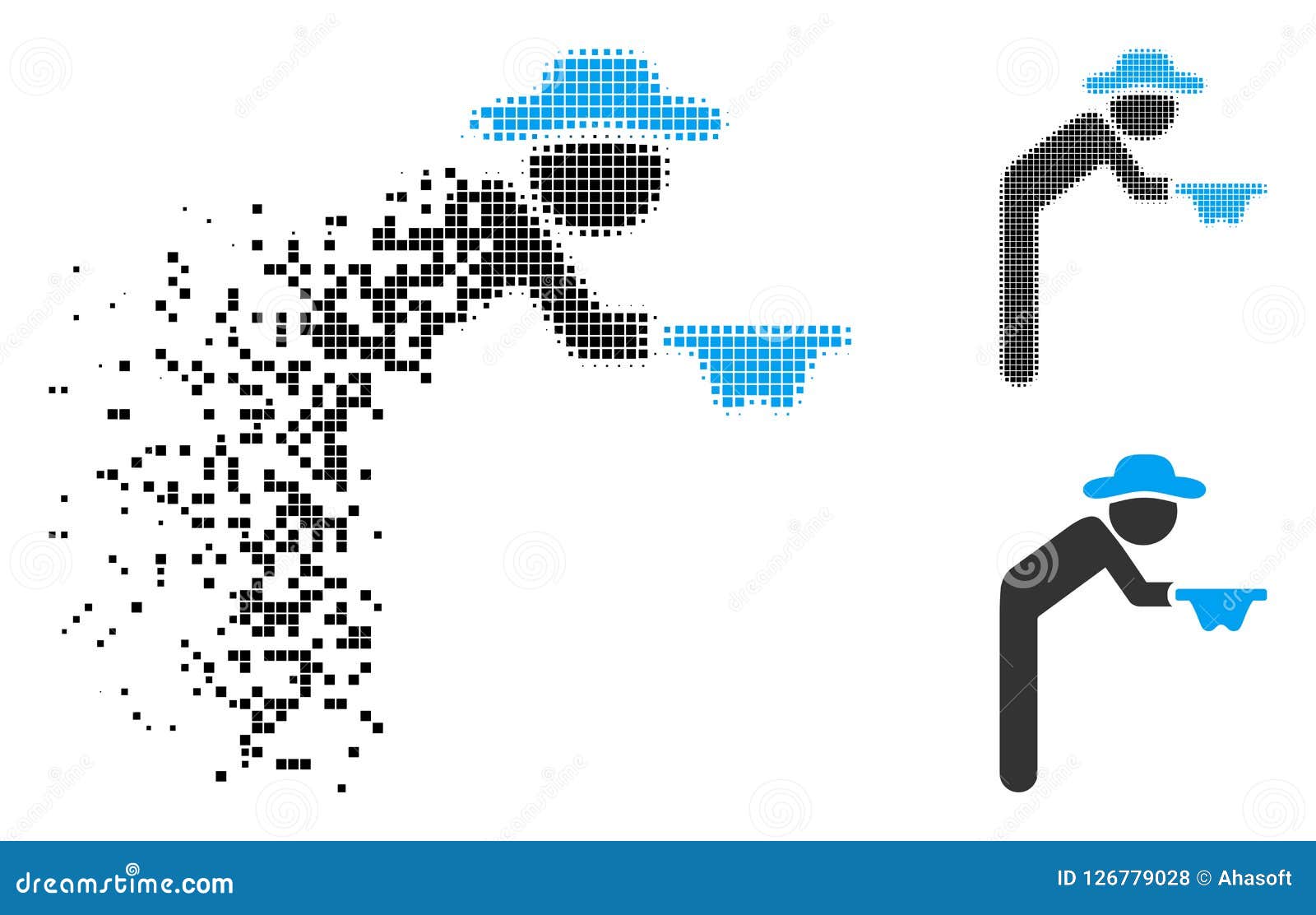 Dust Pixelated Halftone Gentleman Beggar Icon Vector Illustration ... Dust Pixelated Halftone Gentleman Beggar Icon Vector Illustration ...