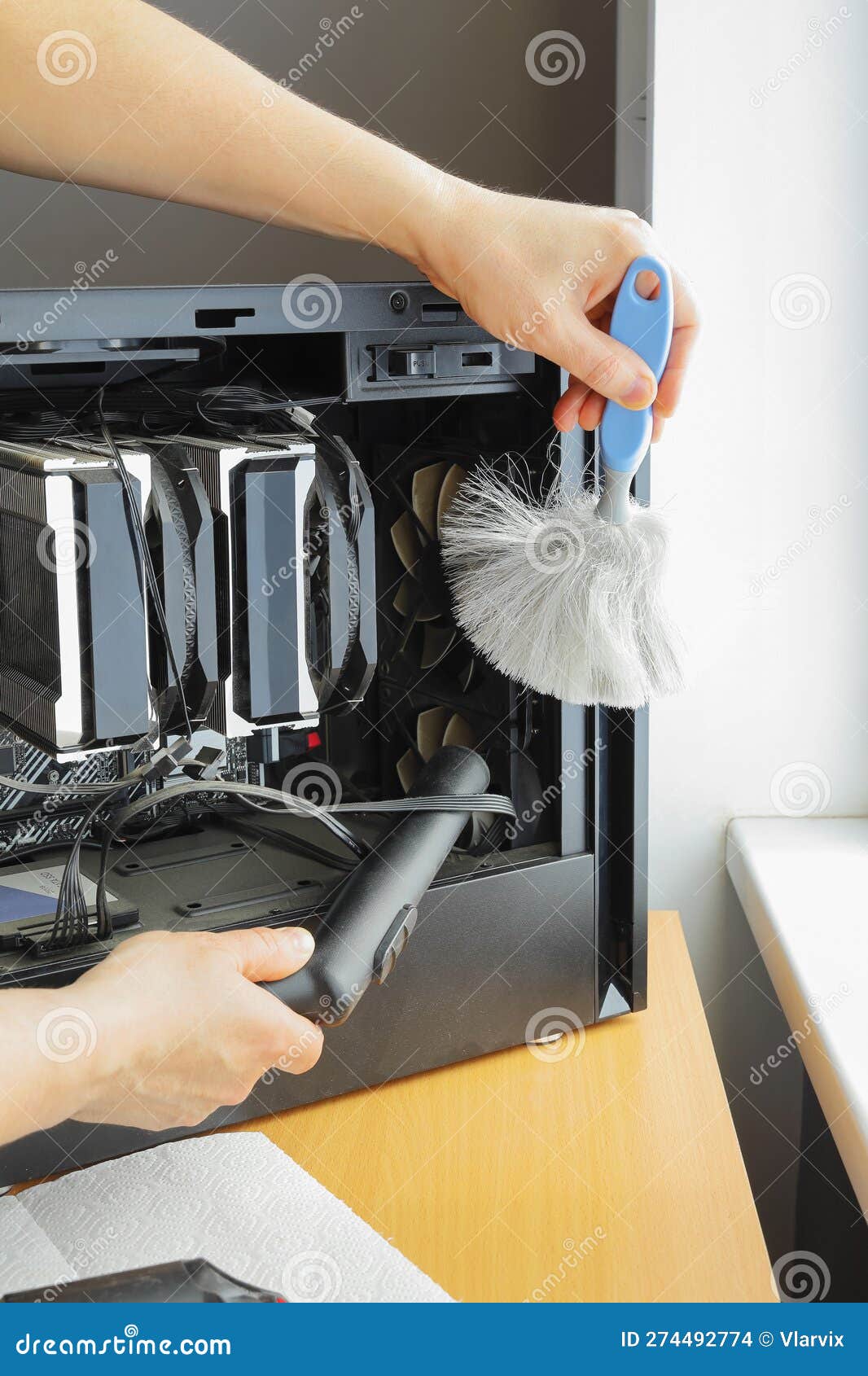 Dust Removal with Brush and Absorption by Suction Cleaner, Inside ...