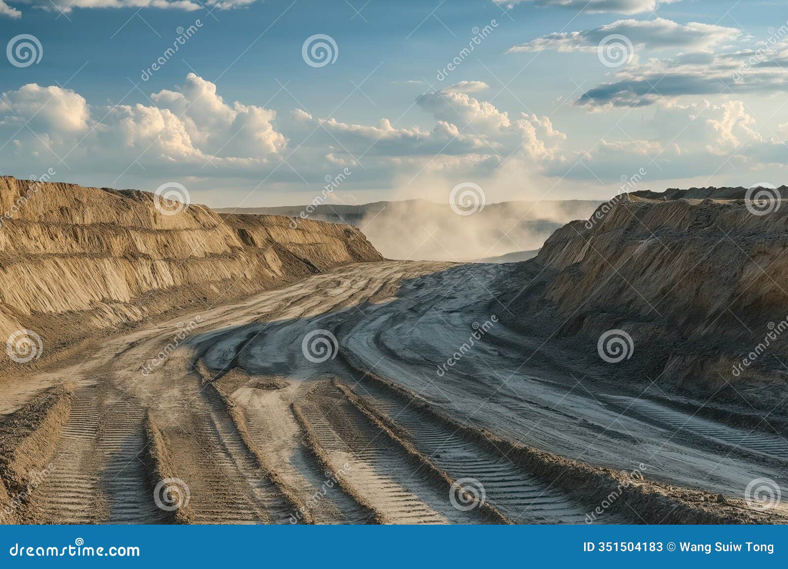 Dust Rising from Mining Operations in Large Quarry Stock Illustration ...