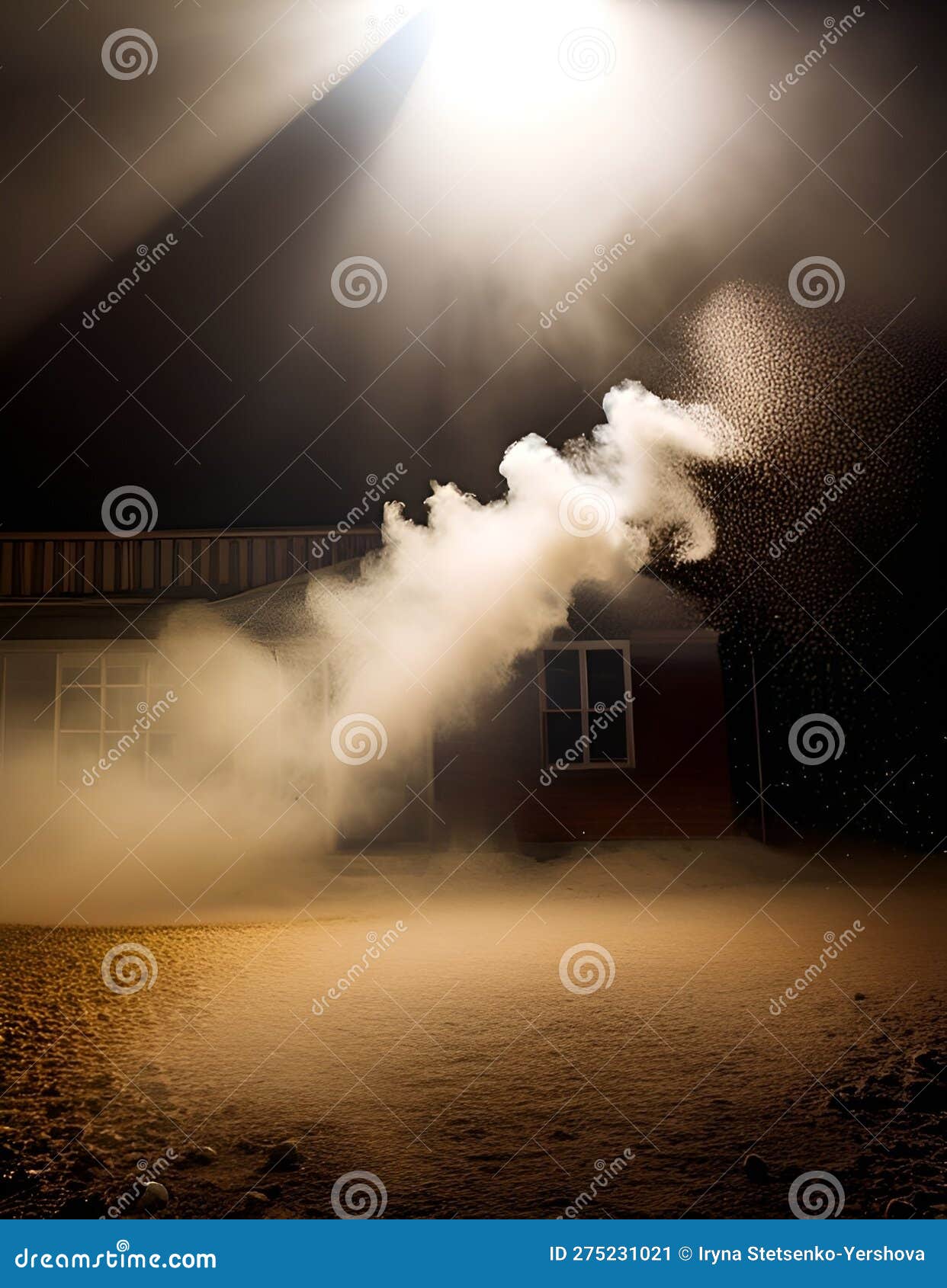 Dust and Smoke in the Light of Lanterns at Night Stock Illustration ...