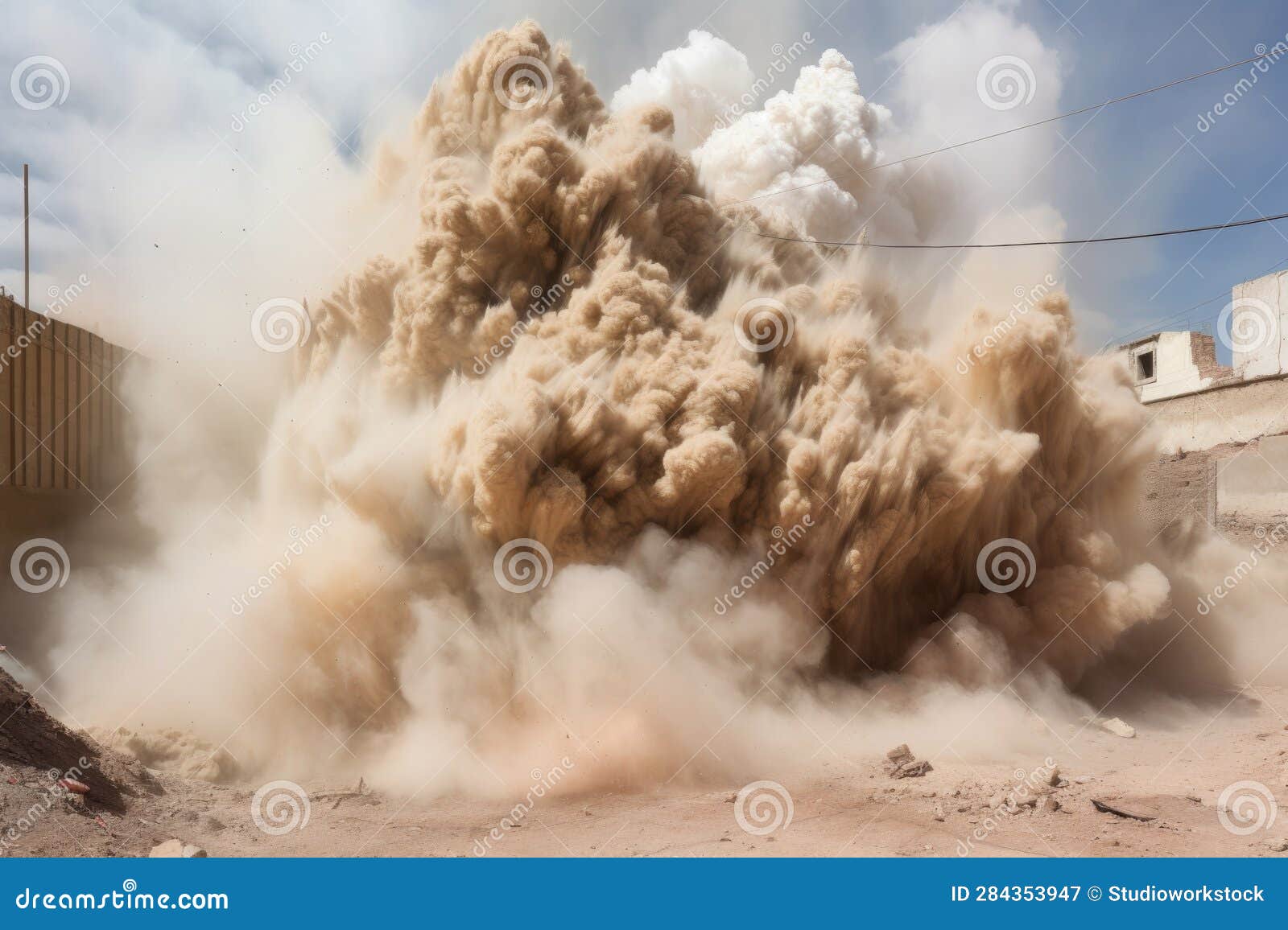 Dust and Smoke Rising from a Collapse Site Stock Illustration ...