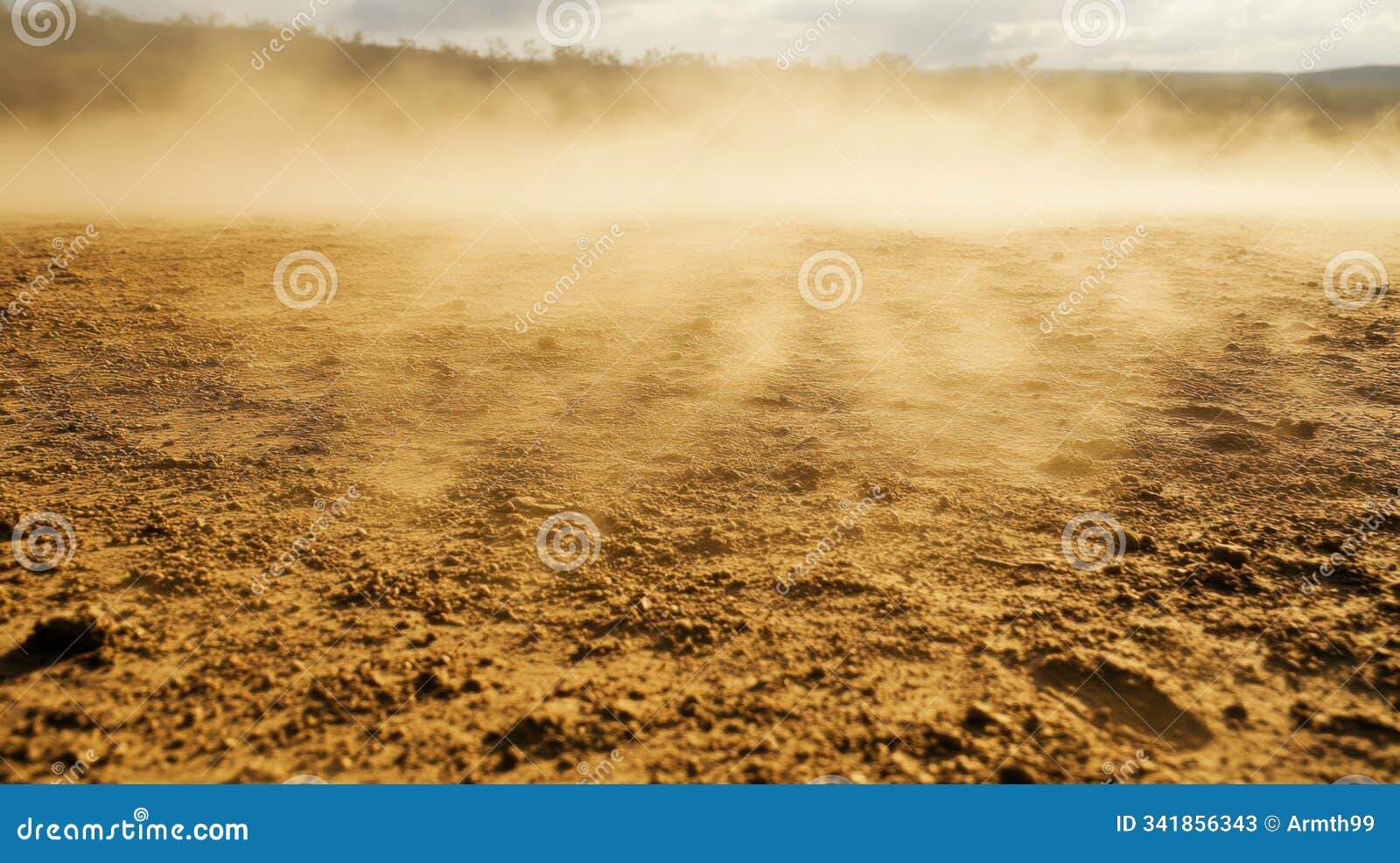 Big Storm Blowing Big Tree In Arid Desert On Drought Weather Created ...
