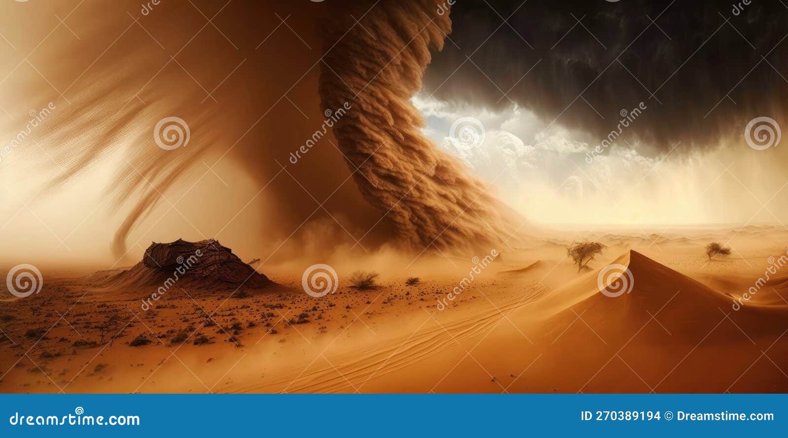 A Dust Storm in the Desert stock illustration. Illustration of giant ...