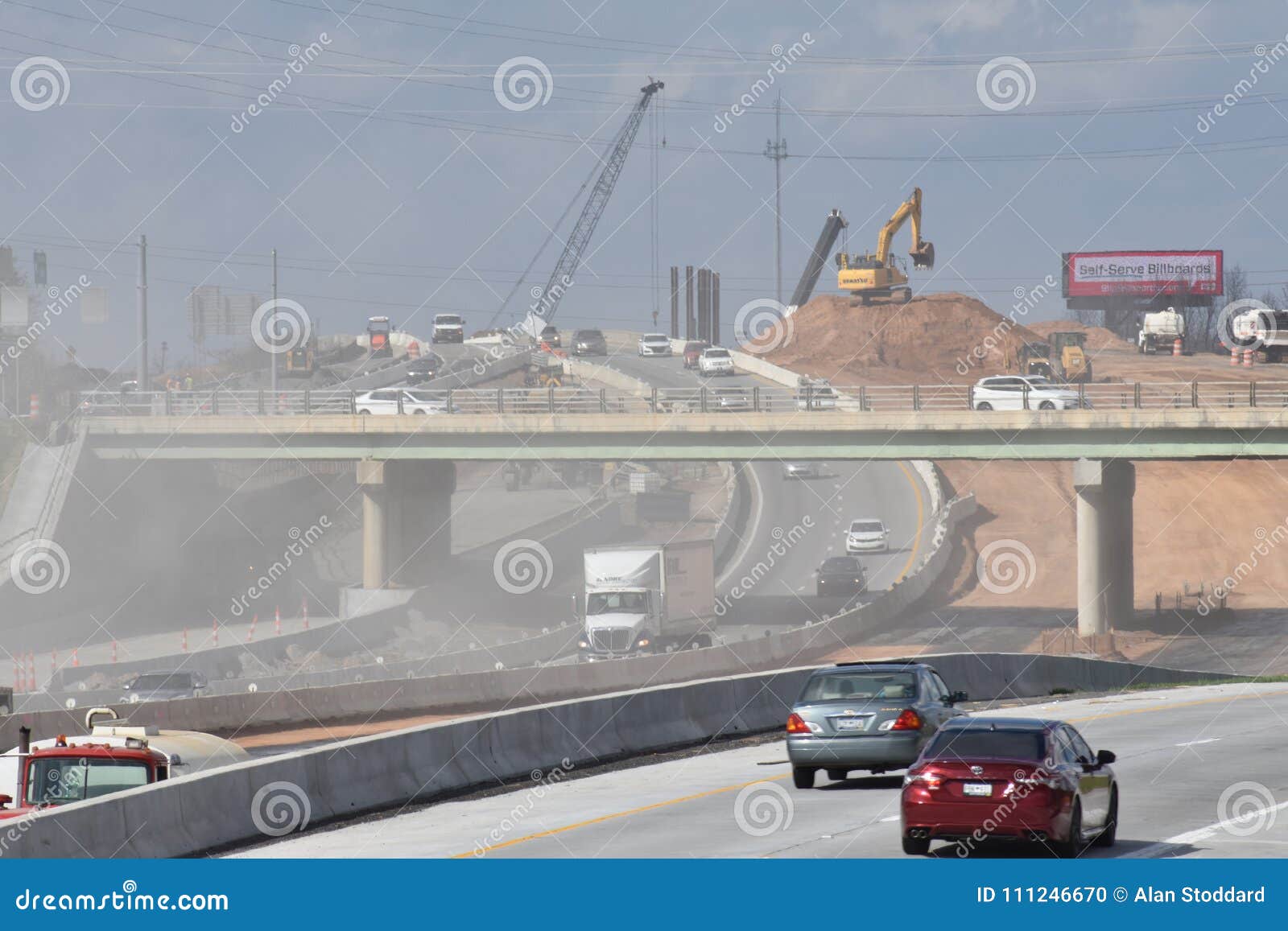 Dust Storm on Highway Improvement Site Editorial Image - Image of site ...