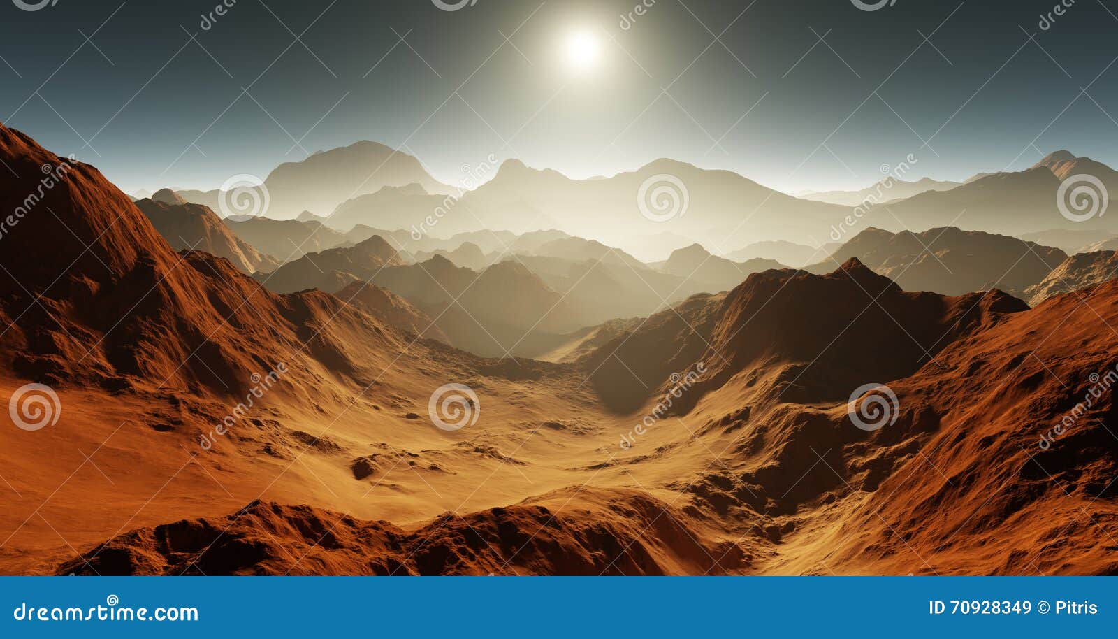 Dust Storm on Mars. Sunset on Mars Stock Illustration - Illustration of ...
