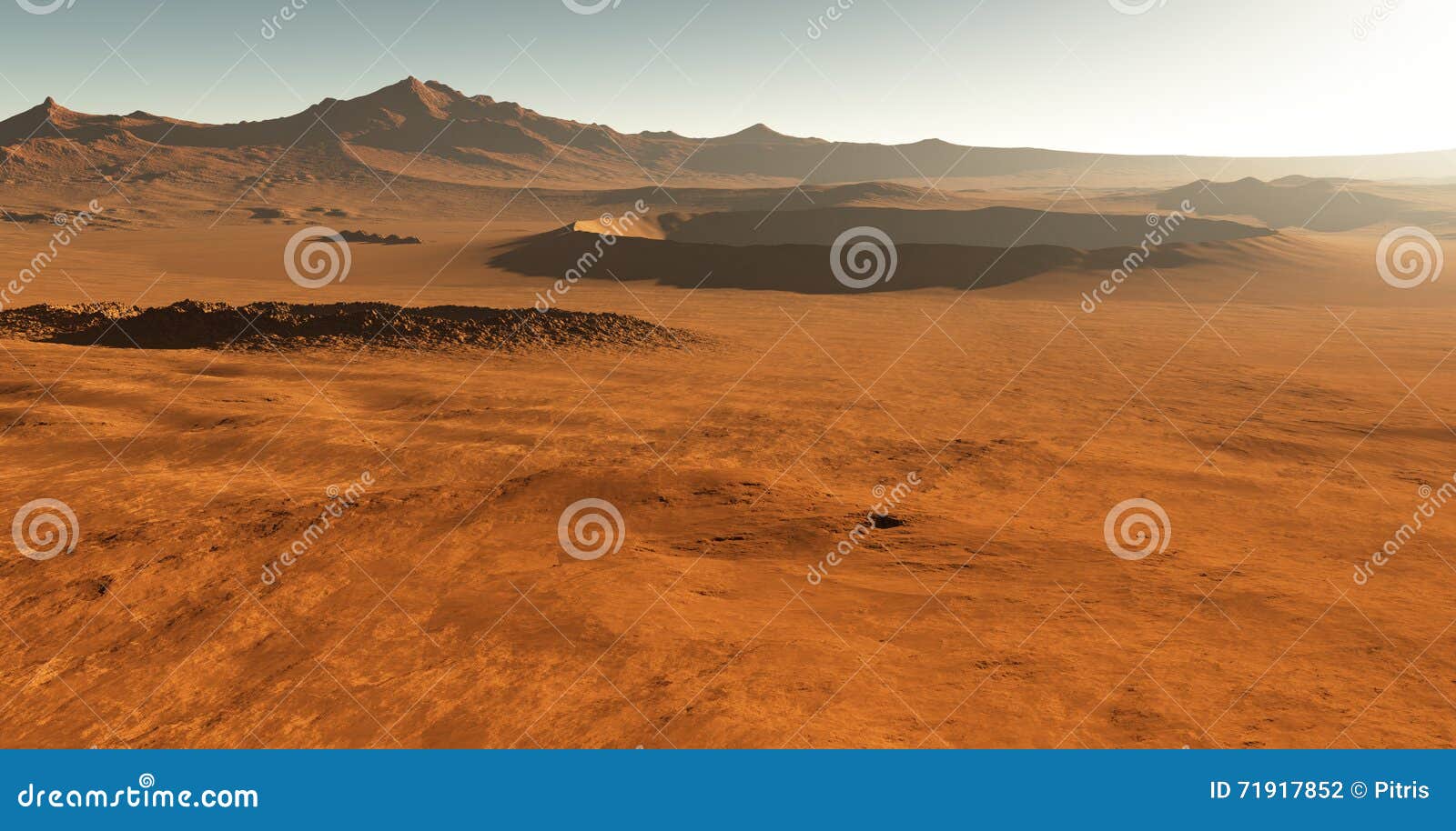 Dust Storm on Mars. Sunset on Mars Stock Illustration - Illustration of ...