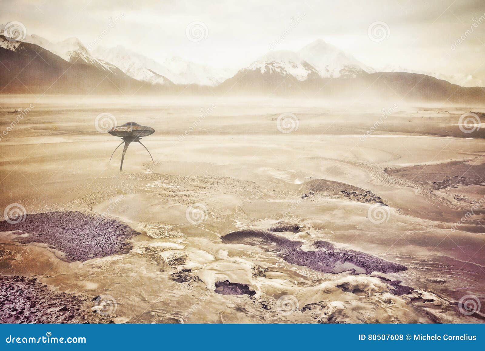 Dust Storm with UFO stock photo. Image of beach, storm - 80507608