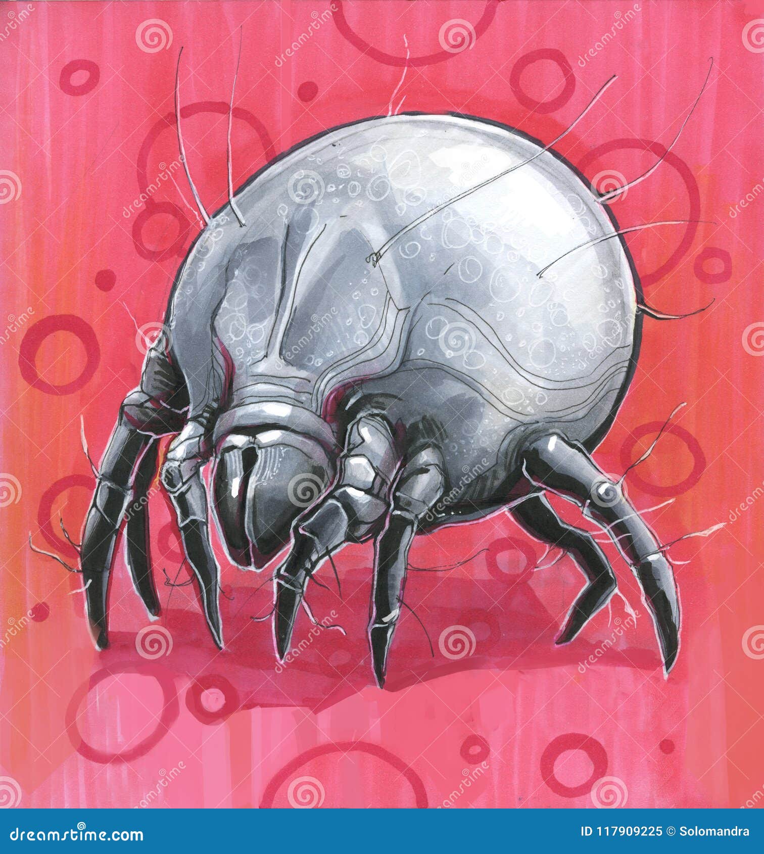 Dust Tick on a Pink Background Stock Illustration - Illustration of ...