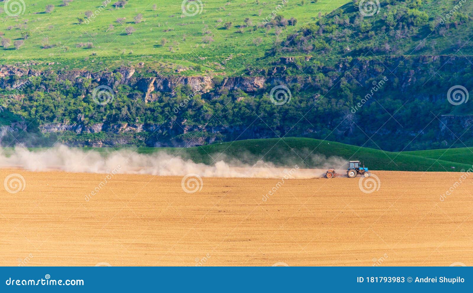 Dust from a Tractor Working in a Field in Spring Stock Image - Image of ...
