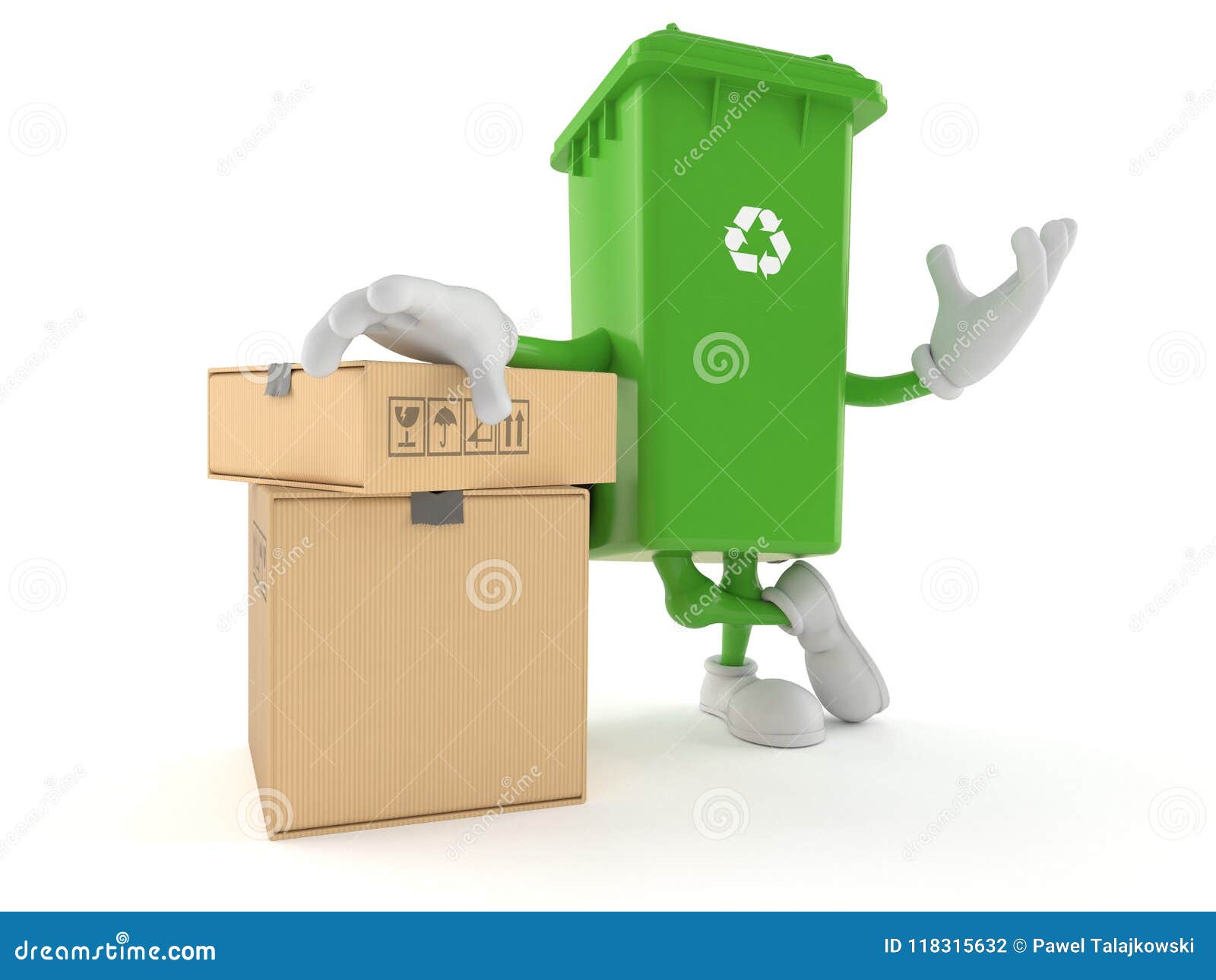 Dustbin Character With Stack Of Boxes Royalty-Free Illustration ...