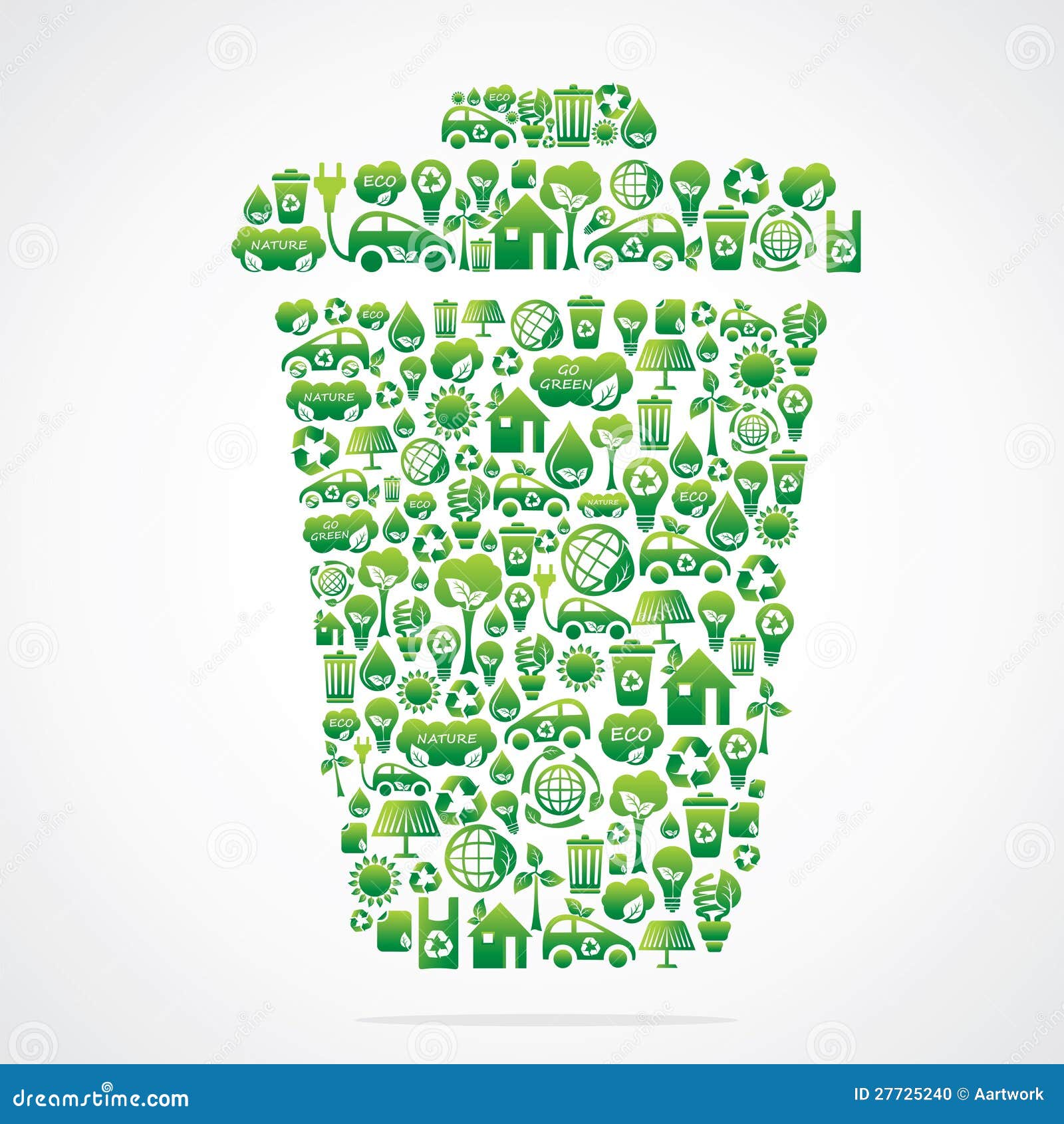 Dustbin is Design with Eco Nature Icon Stock Vector - Illustration of ...
