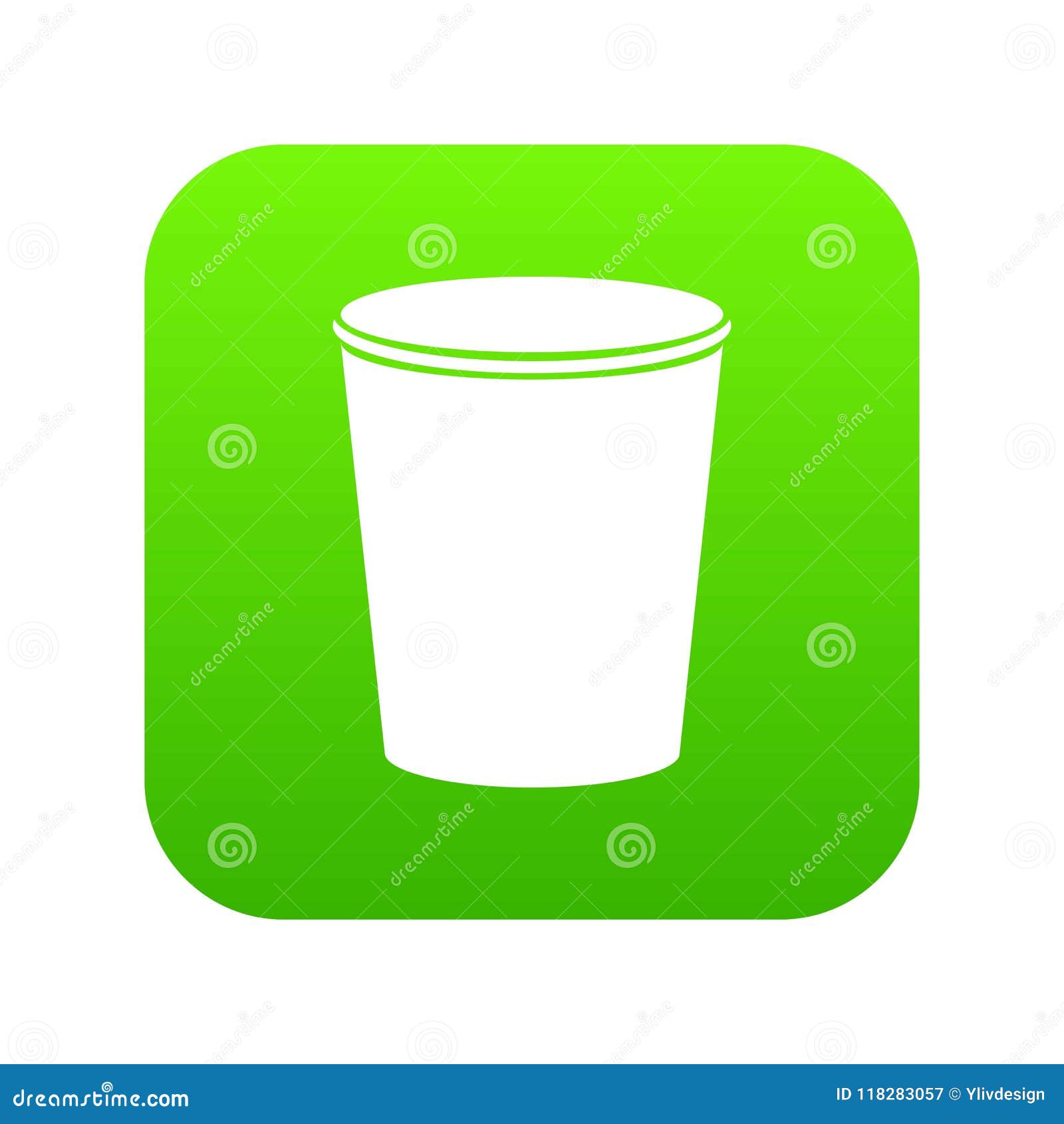 Dustbin icon green vector stock vector. Illustration of push - 118283057