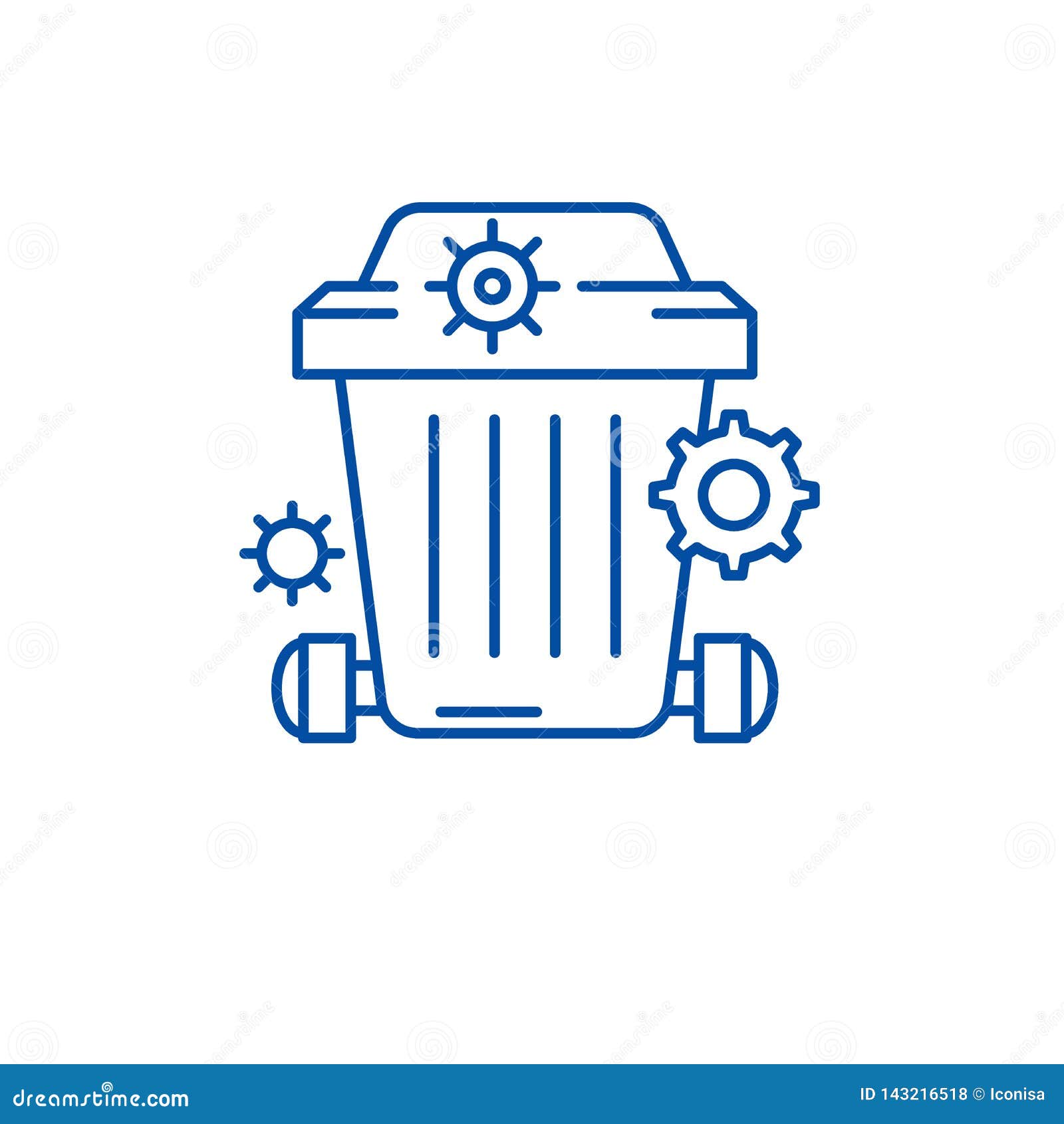 Dustbin Line Icon Concept. Dustbin Flat Vector Symbol, Sign, Outline ...