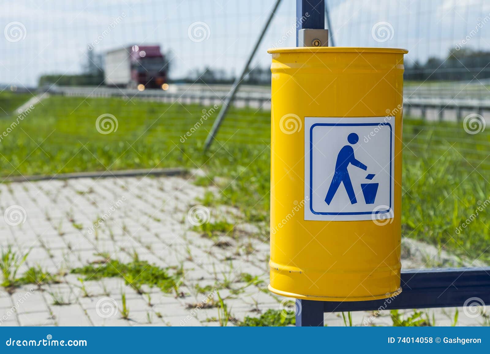 Dustbin near the road. stock photo. Image of park, littering - 74014058