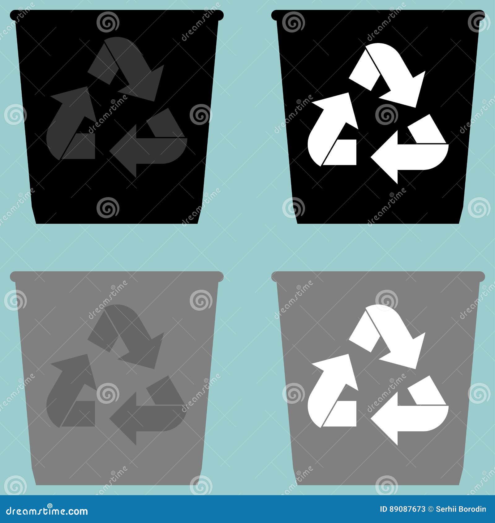 Dustbin with Sign Utilization Pail Bucket Serene Simple Shape Icon ...
