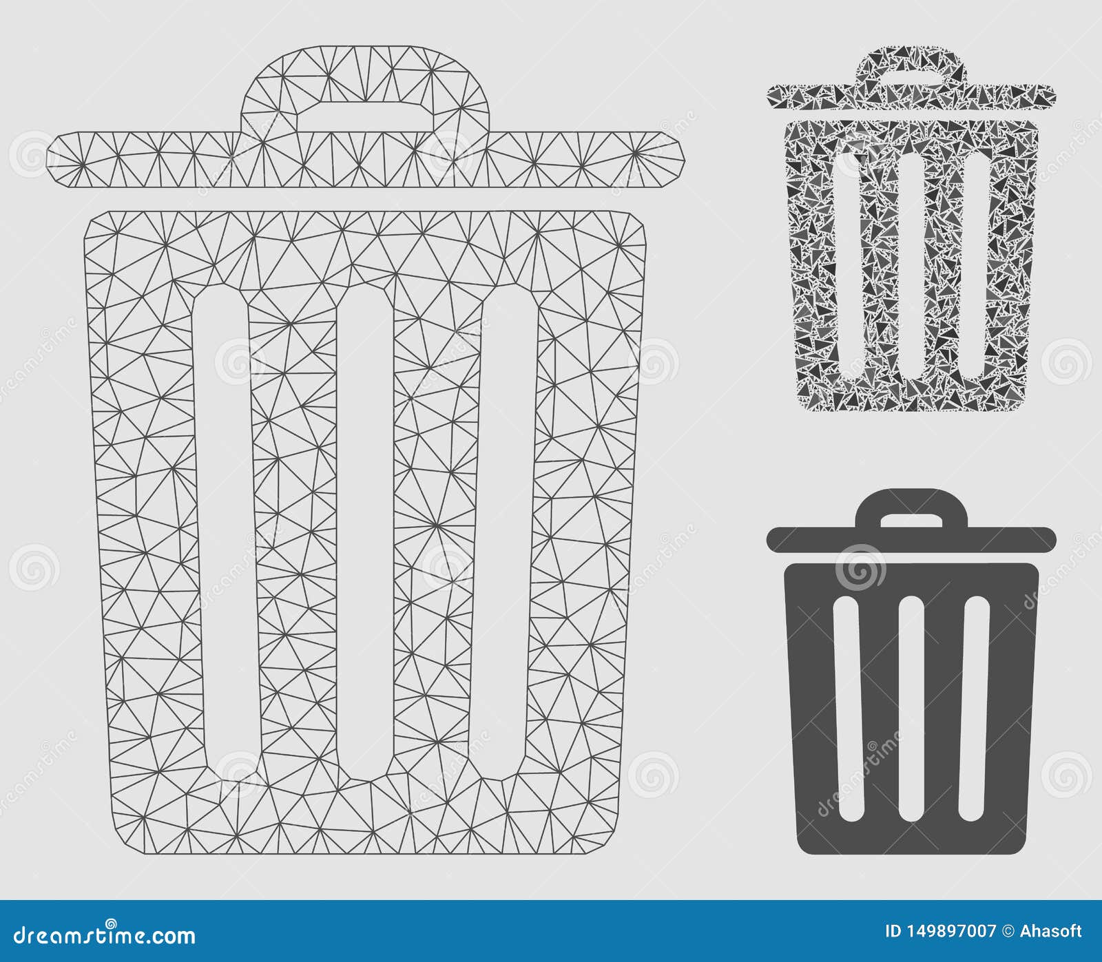 Dustbin Vector Mesh 2D Model and Triangle Mosaic Icon Stock Vector ...
