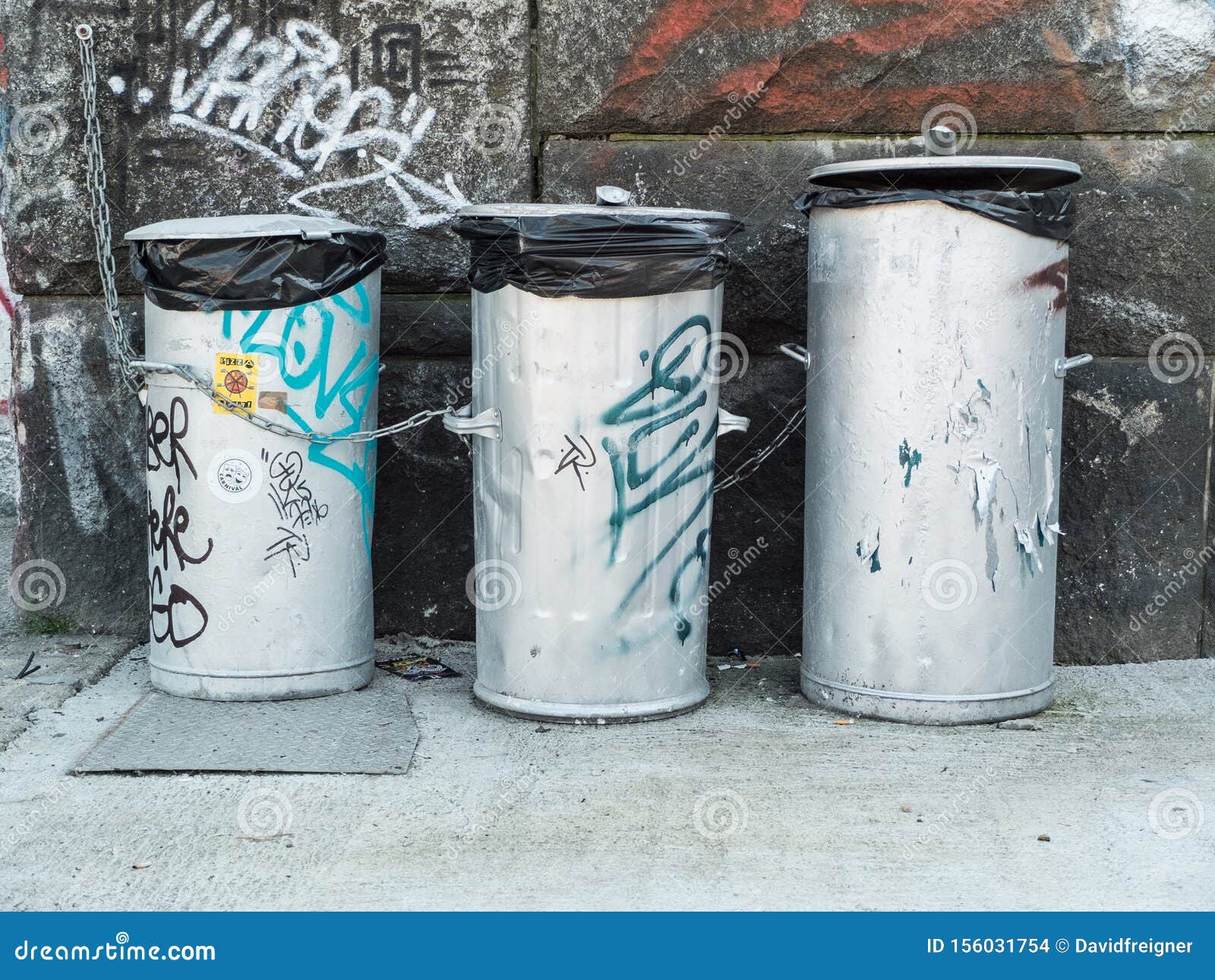Dustbins in Dirty Environment. Pollution Concept Stock Photo - Image of ...