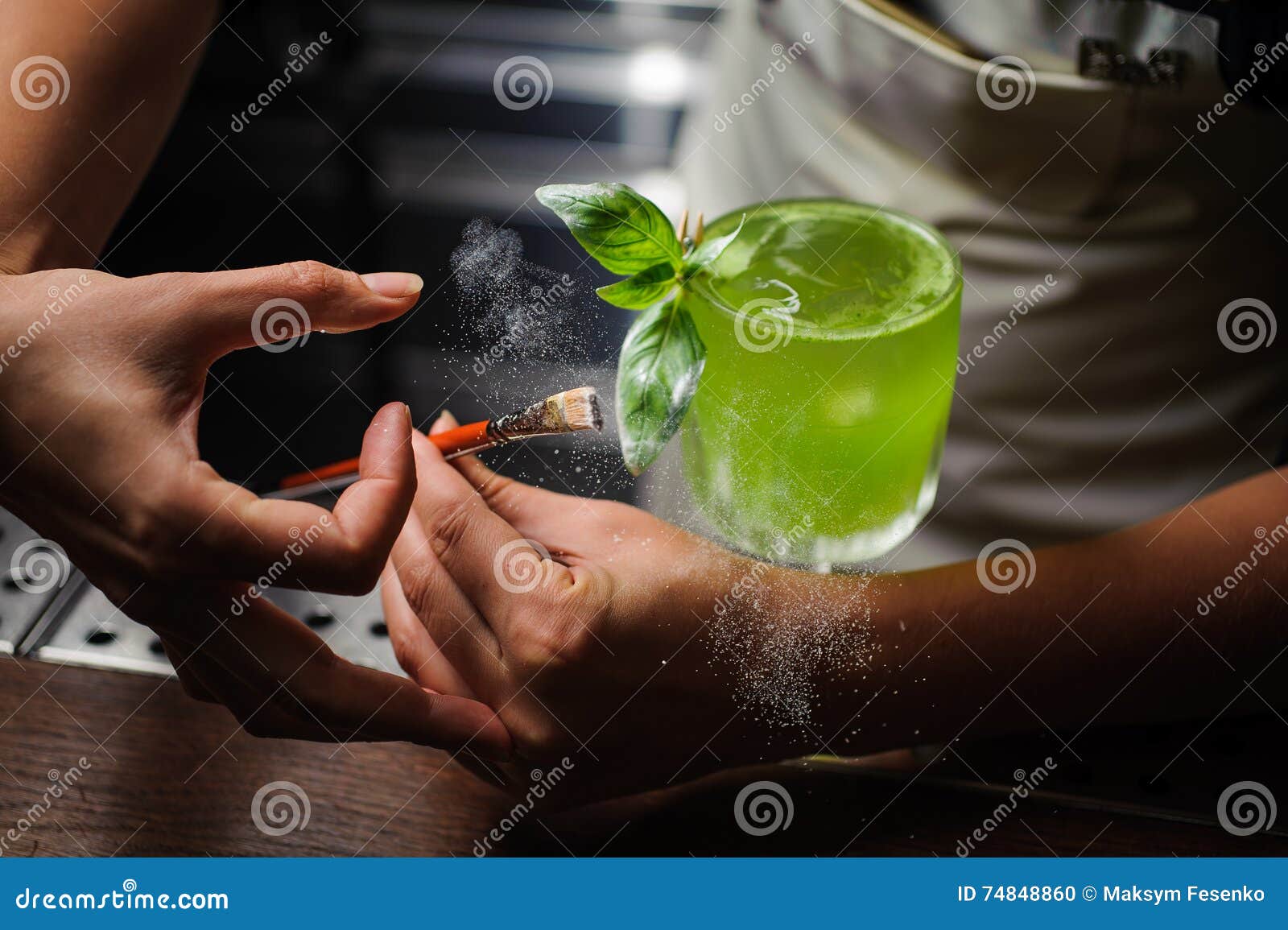 Dusting Cocktail Drink with Food Color Stock Photo - Image of bright ...